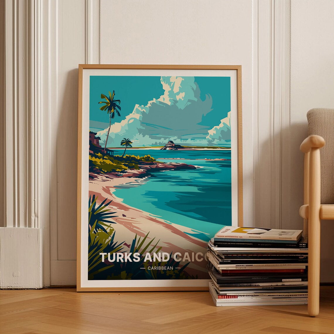 Turks and Caicos Travel Caribbean Island Beach Artwork, Unframed Paper ...