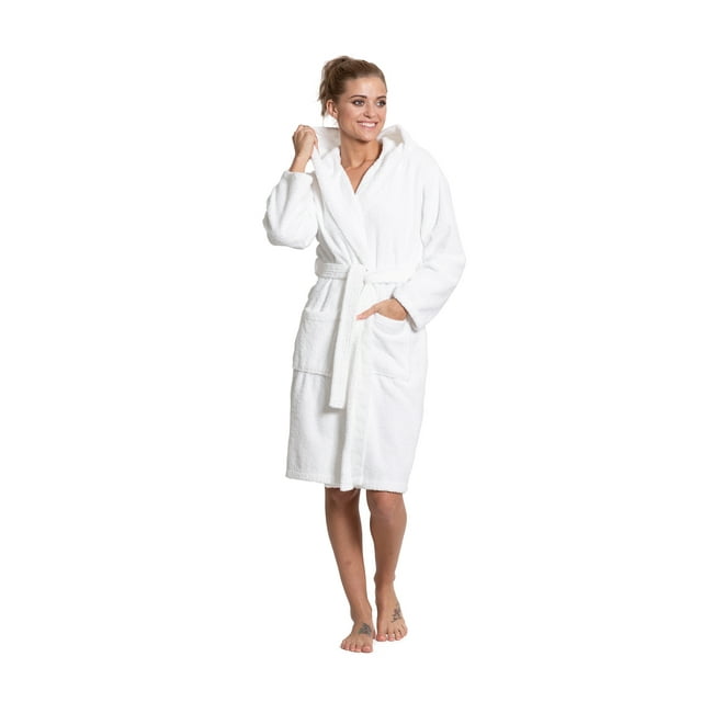 Turkuoise Women Turkish Terry Cloth Robe, Thick Hooded Bathrobe ...