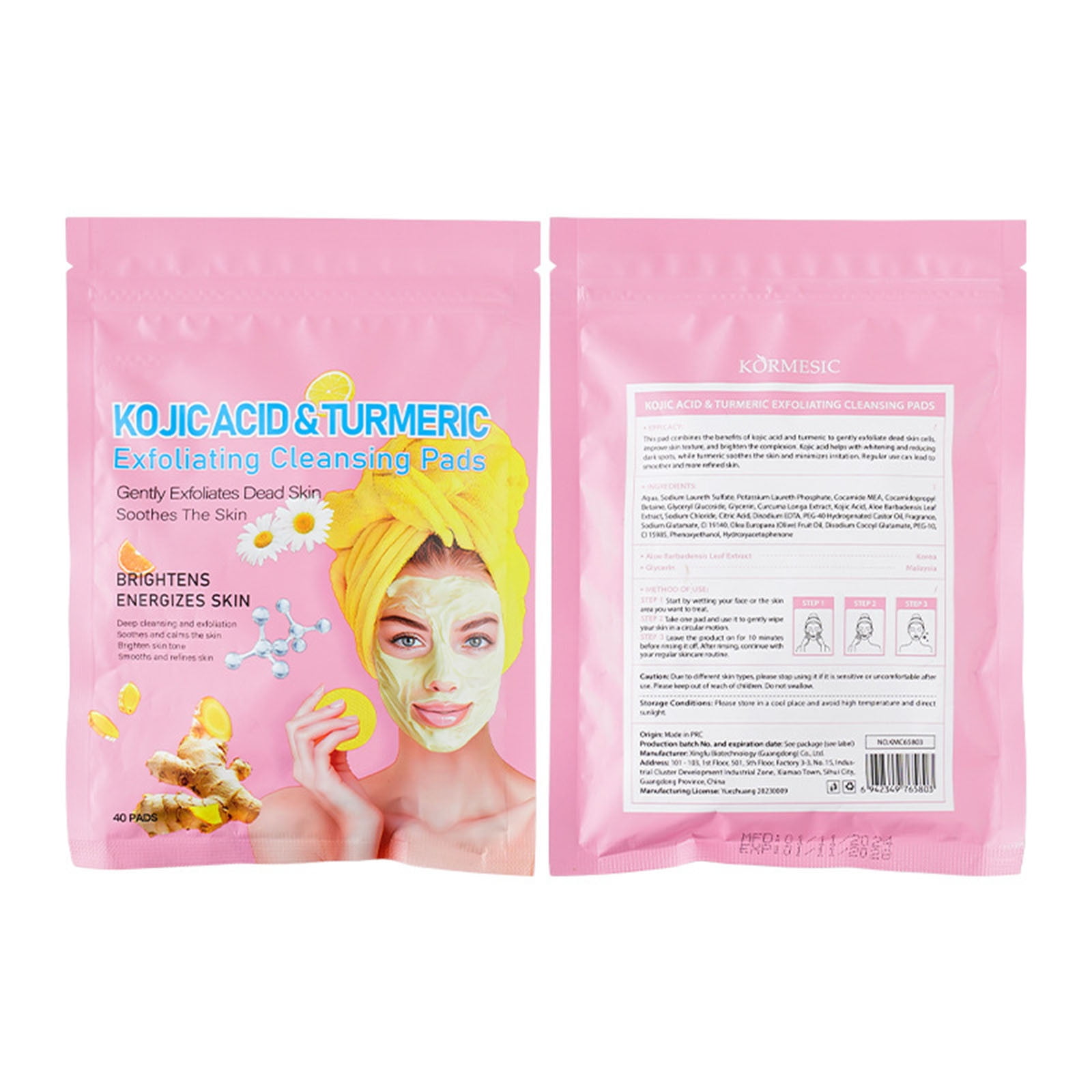Turmearic Kojic Acid Cleansing Pads,Turmeric Pads for Dark Spot ...