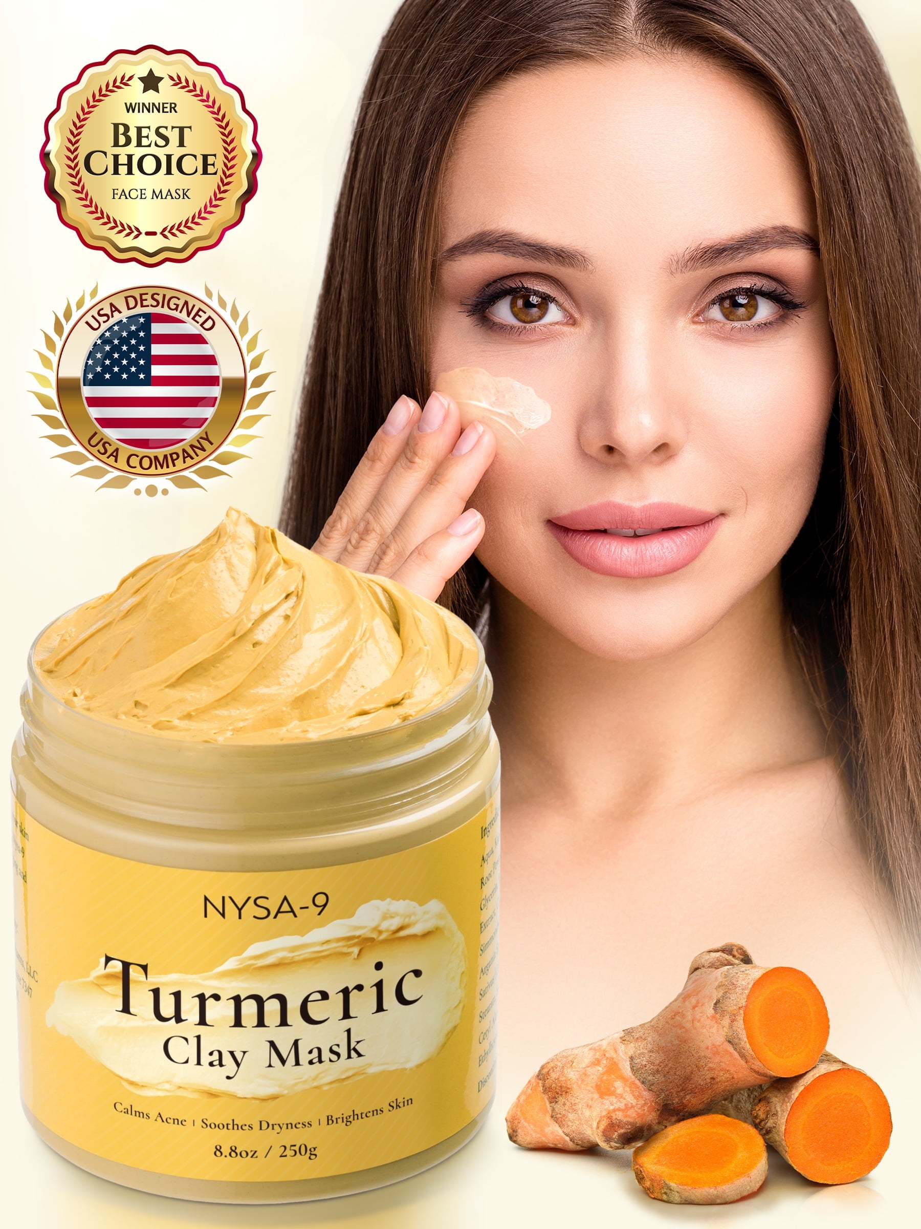 Nysa-9 Turmeric Clay Mask with Bentonite, Brightens & Revitalizes Skin ...