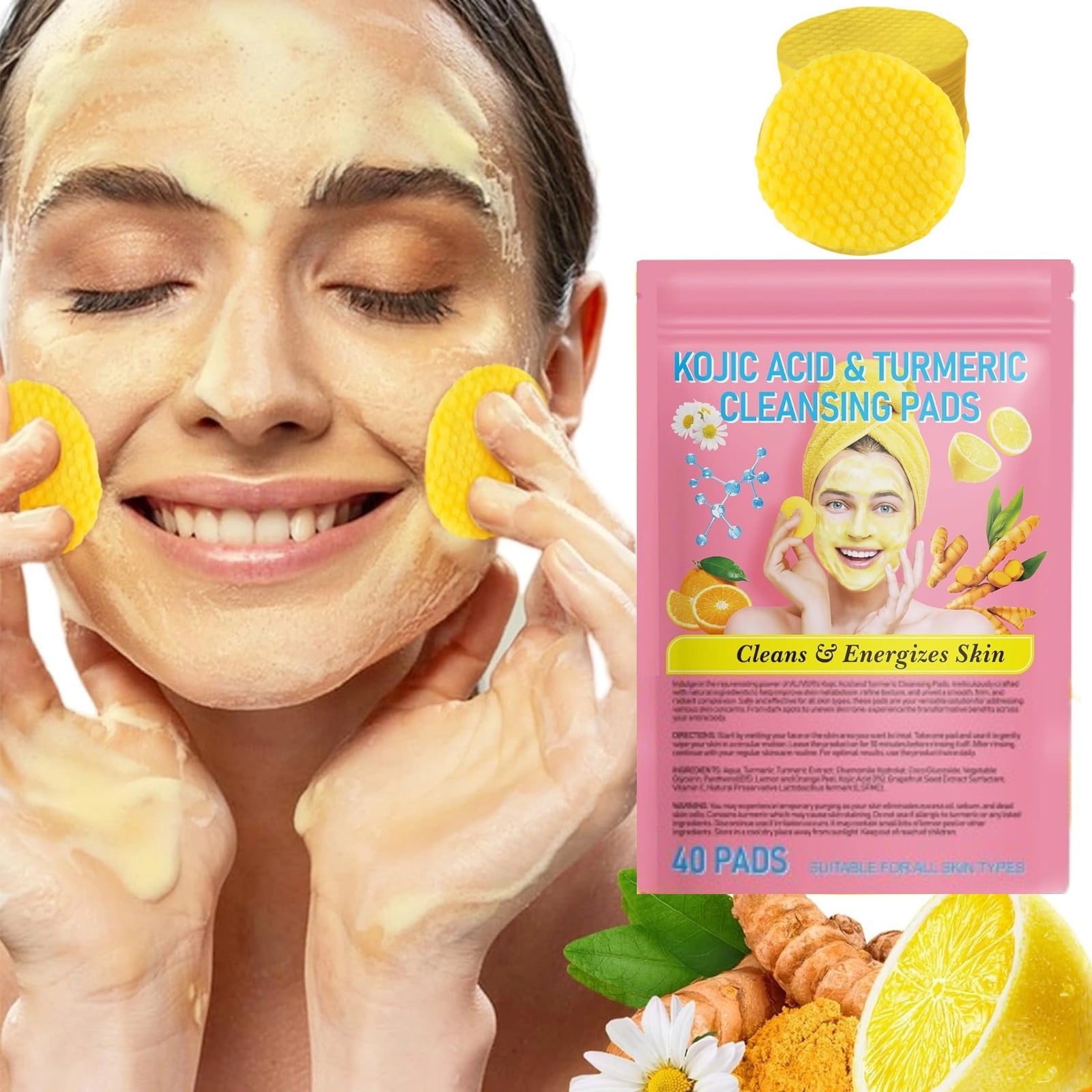 Turmeric Cleansing Pads 2 Pack,Kojic Acid and Turmeric Cleansing Pads ...