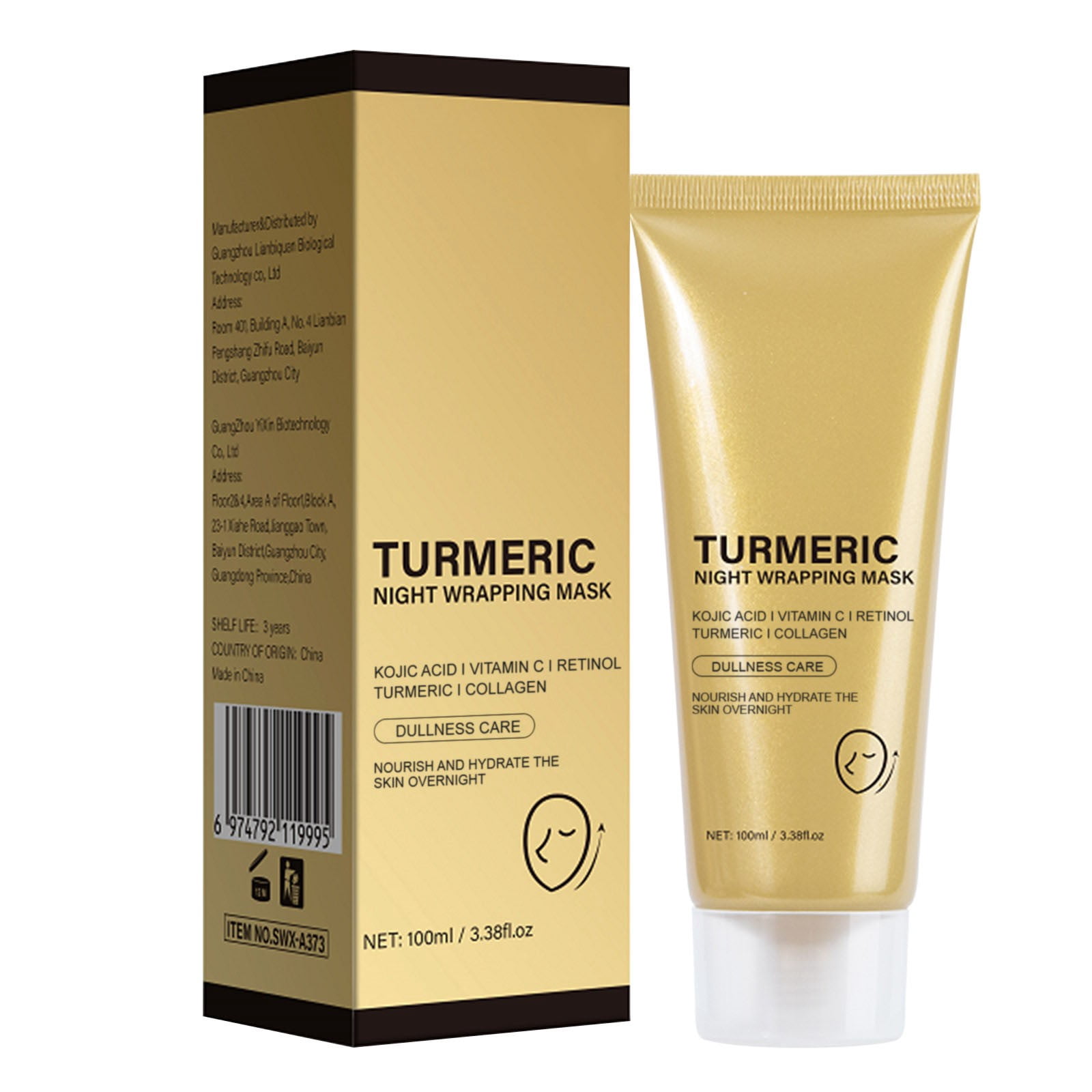 Turmeric Collagen Overnight Wrapping Peel Off Face Mask Pack, Night ...