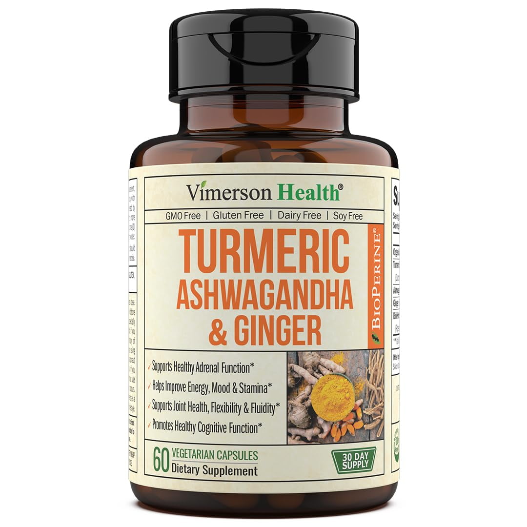 Turmeric Curcumin & Ashwagandha Supplements with Black Pepper. 95% ...