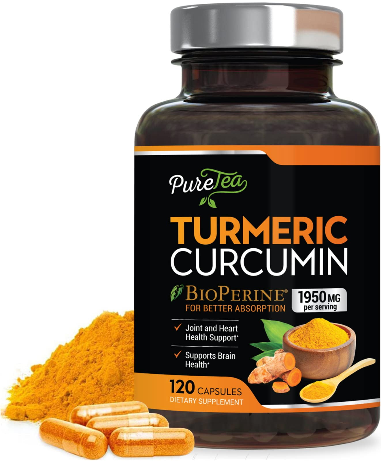 Turmeric Curcumin with BioPerine 1950mg, 95% Standardized Curcuminoids ...