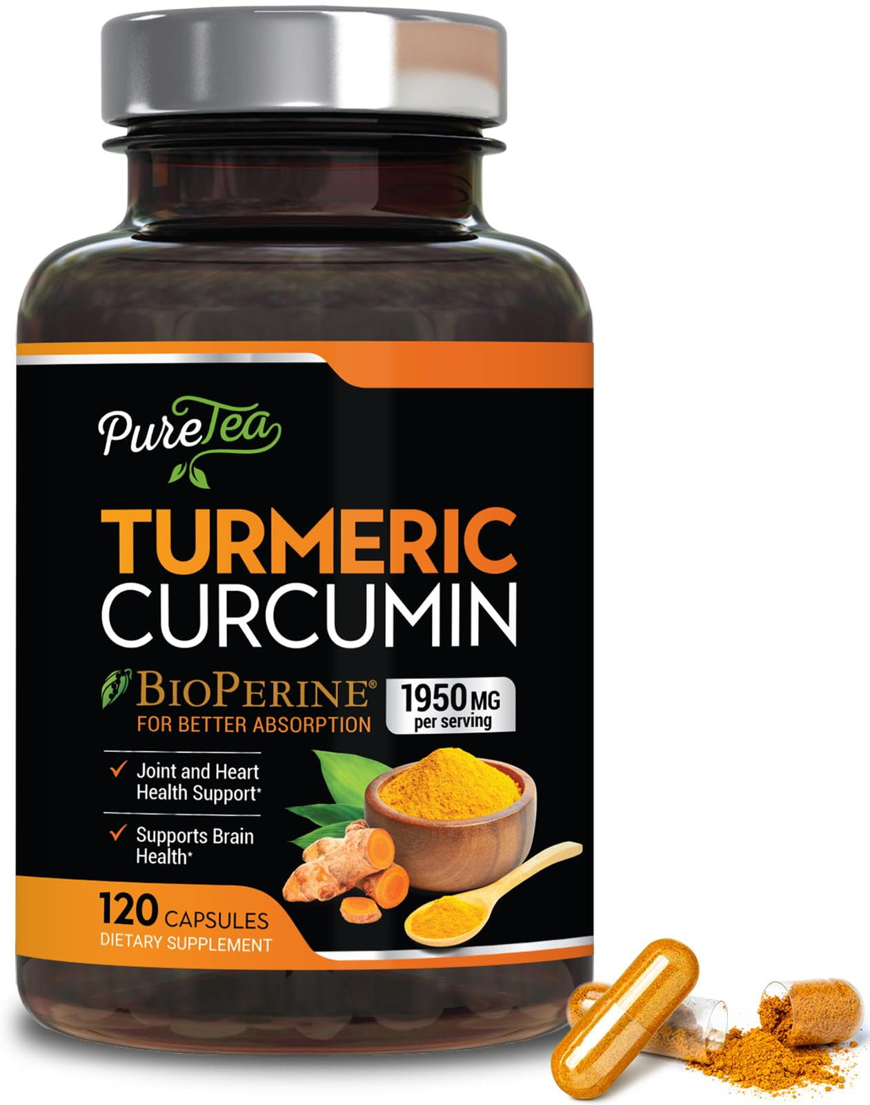 Turmeric Curcumin with BioPerine 1950mg, 95% Standardized Curcuminoids ...
