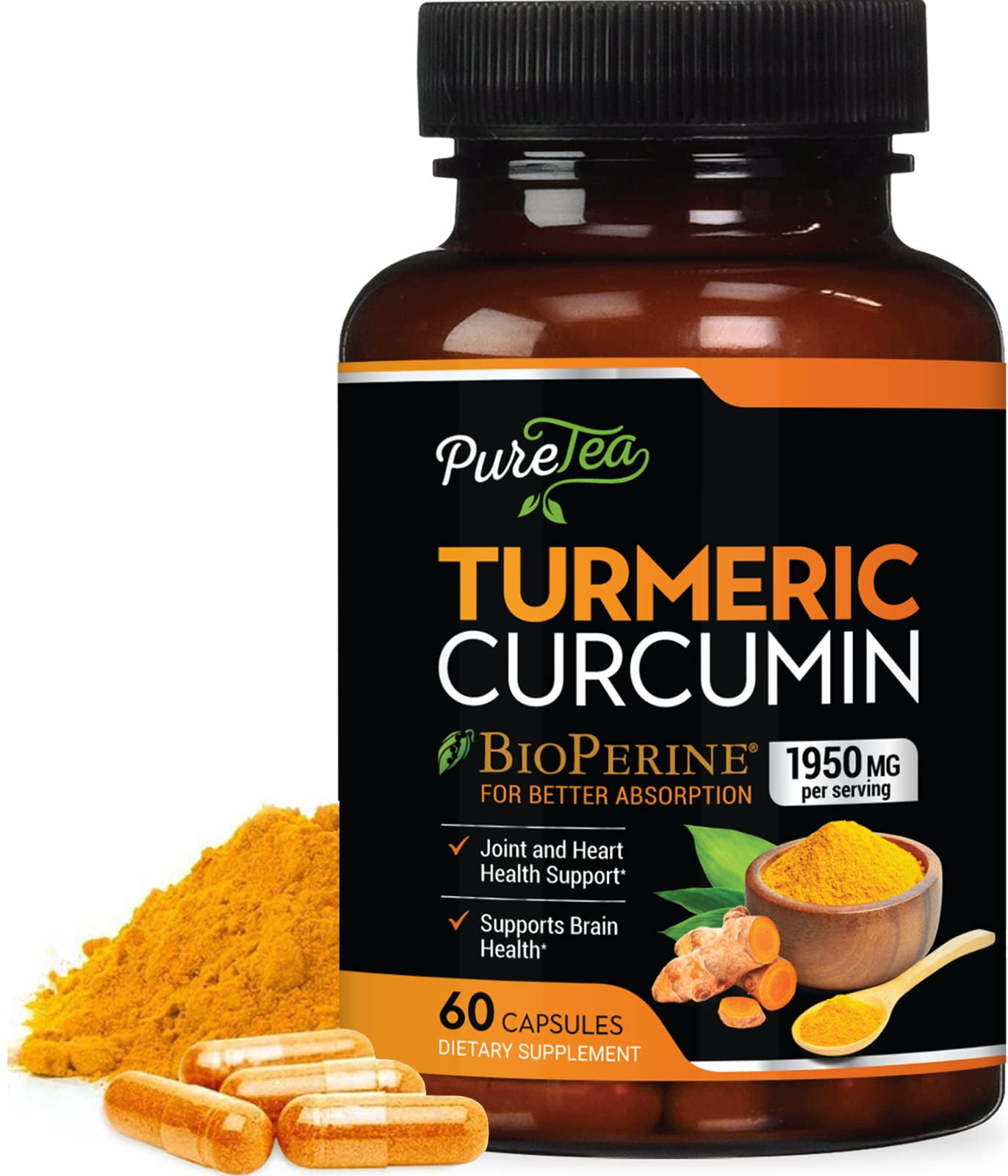 Turmeric Curcumin with BioPerine 1950mg, 95% Standardized Curcuminoids ...