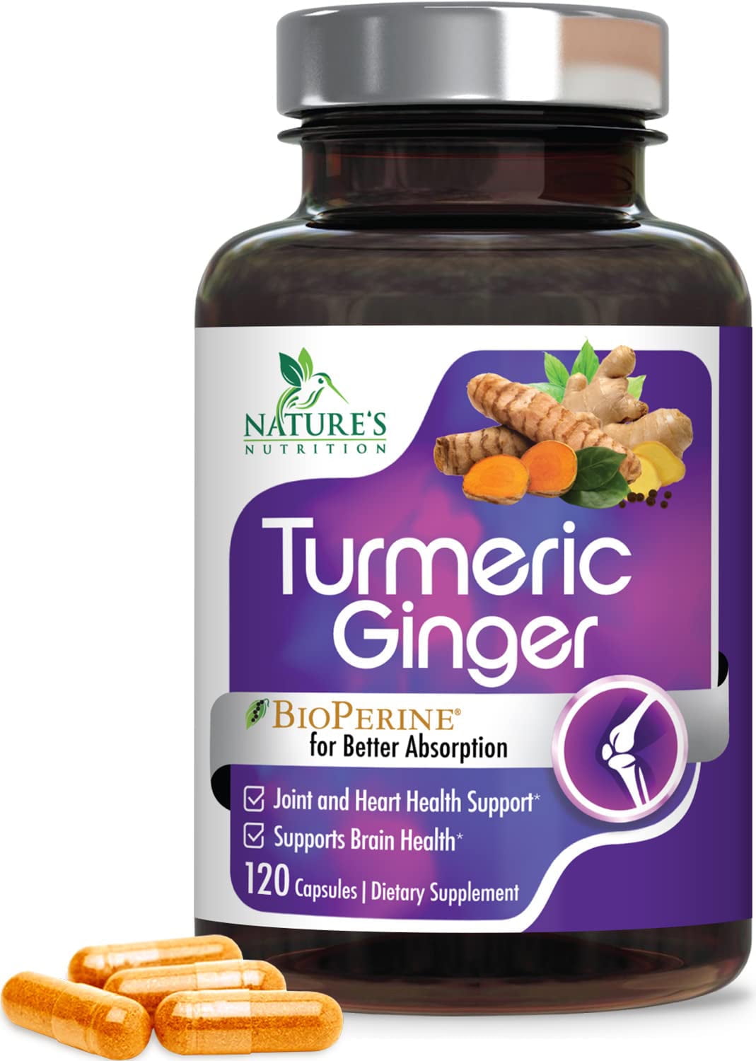 Turmeric Curcumin with BioPerine & Ginger 95% Standardized Curcuminoids ...