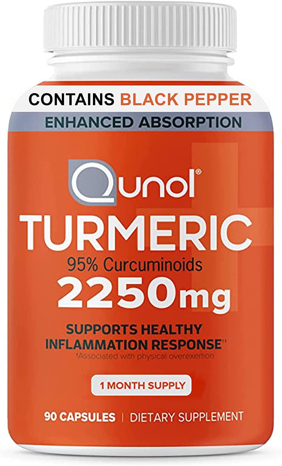Qunol Turmeric Curcumin Supplement with Black Pepper, 2250mg Extra ...