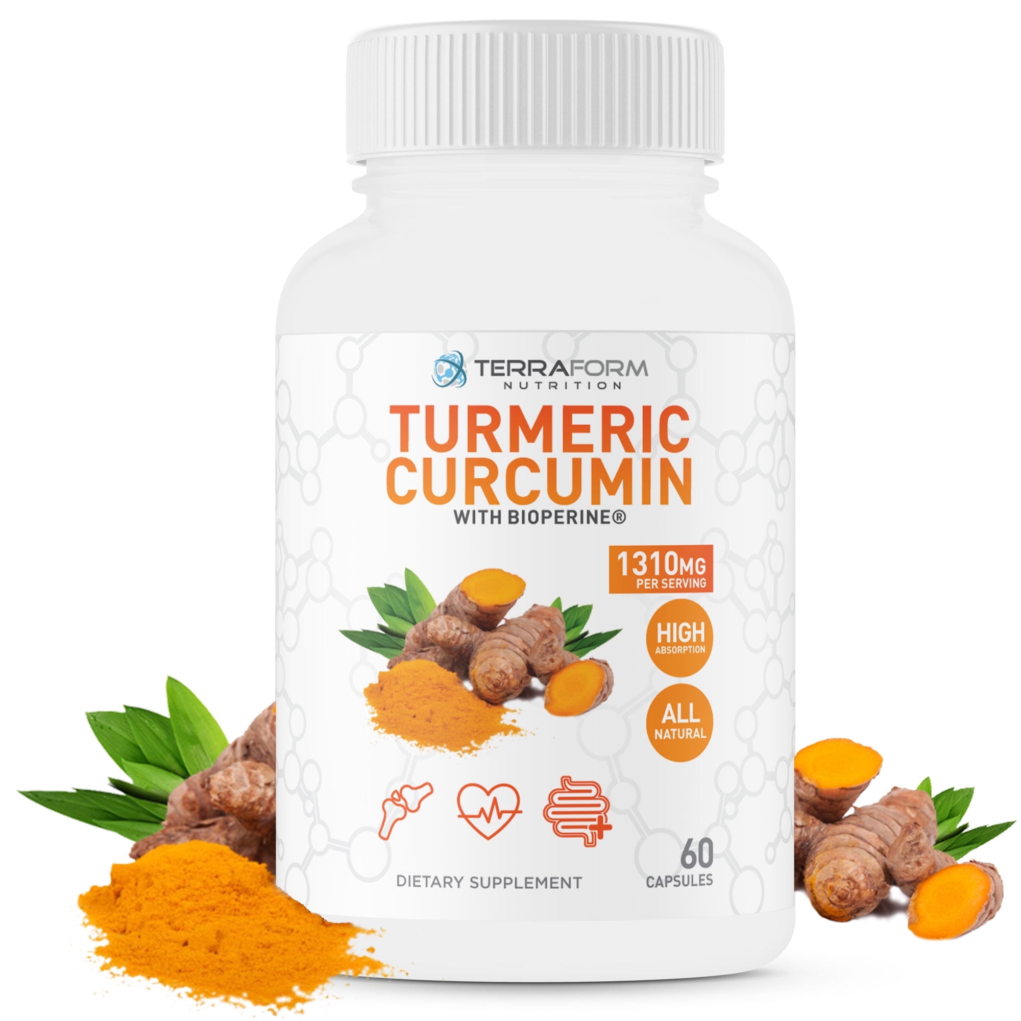 Turmeric Curcumin Capsules - 1300mg per Serving Max Strength ...