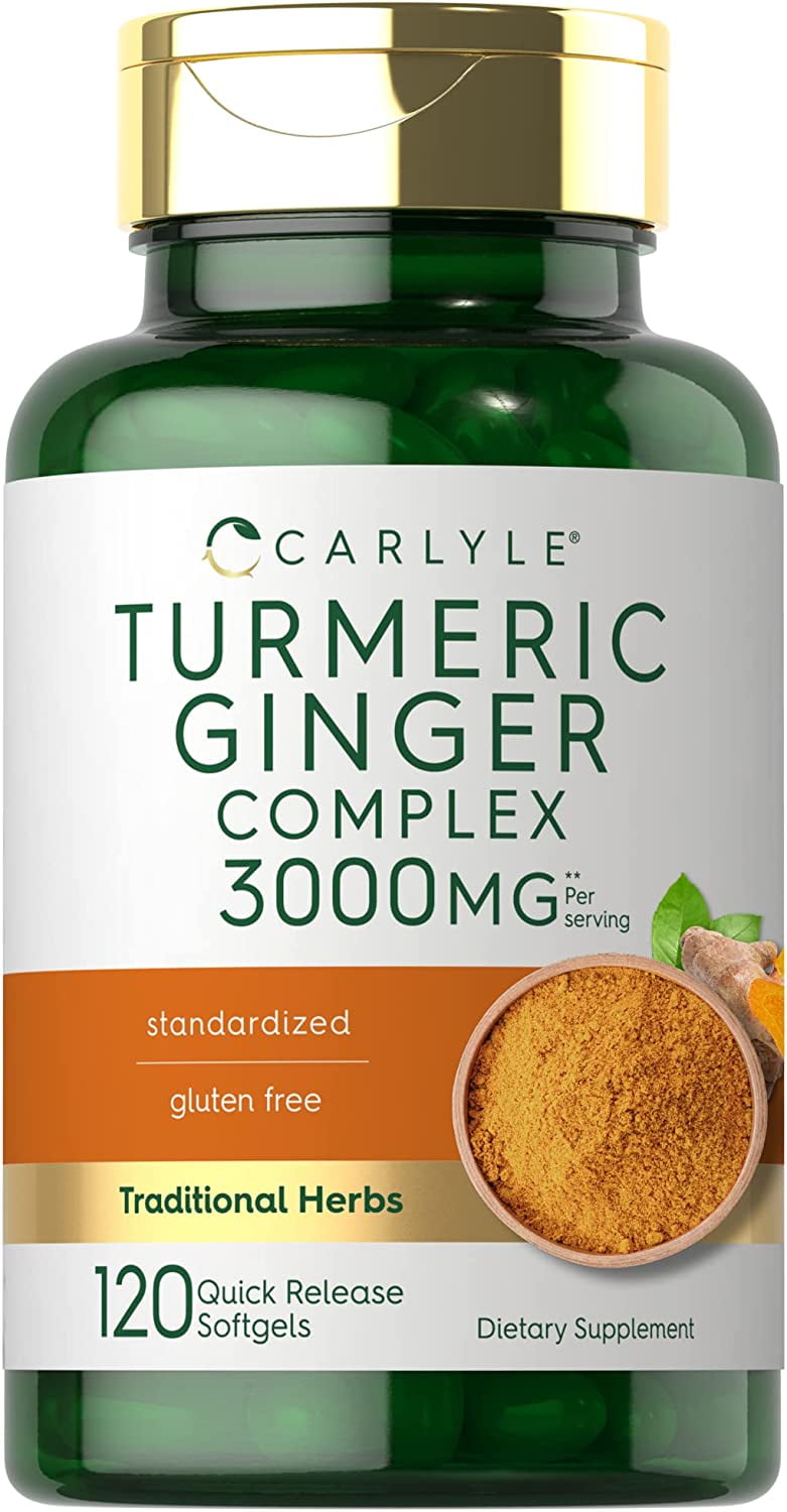 Carlyle Turmeric Curcumin Ginger Complex, 3000 mg, 120 Softgels for Men ...
