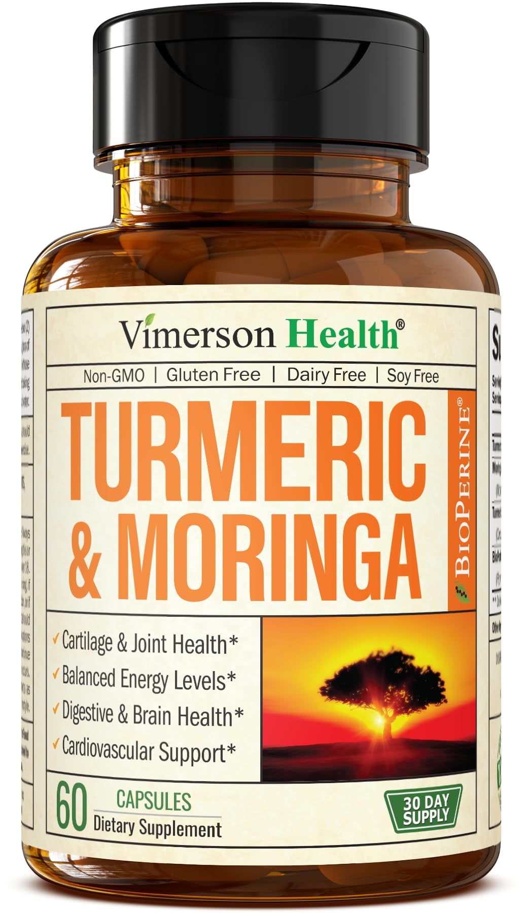 Turmeric Curcumin & Moringa Leaves Extract with Black Pepper. Joint ...