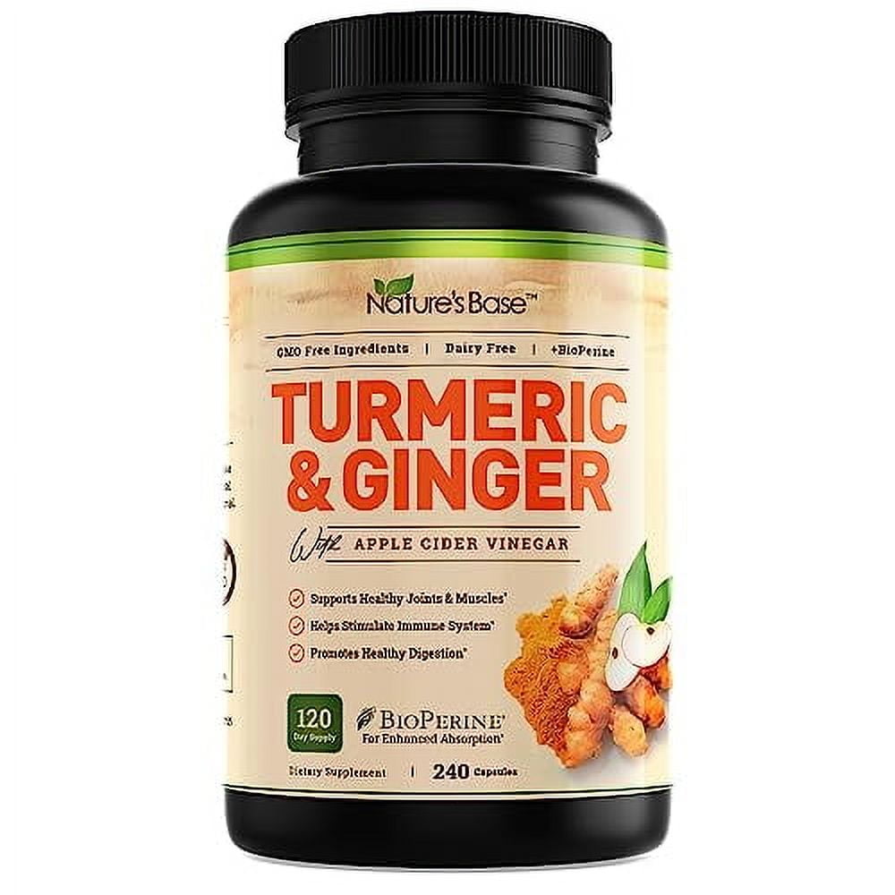 Turmeric Curcumin Supplement with Ginger & Apple Cider Vinegar (240 ...