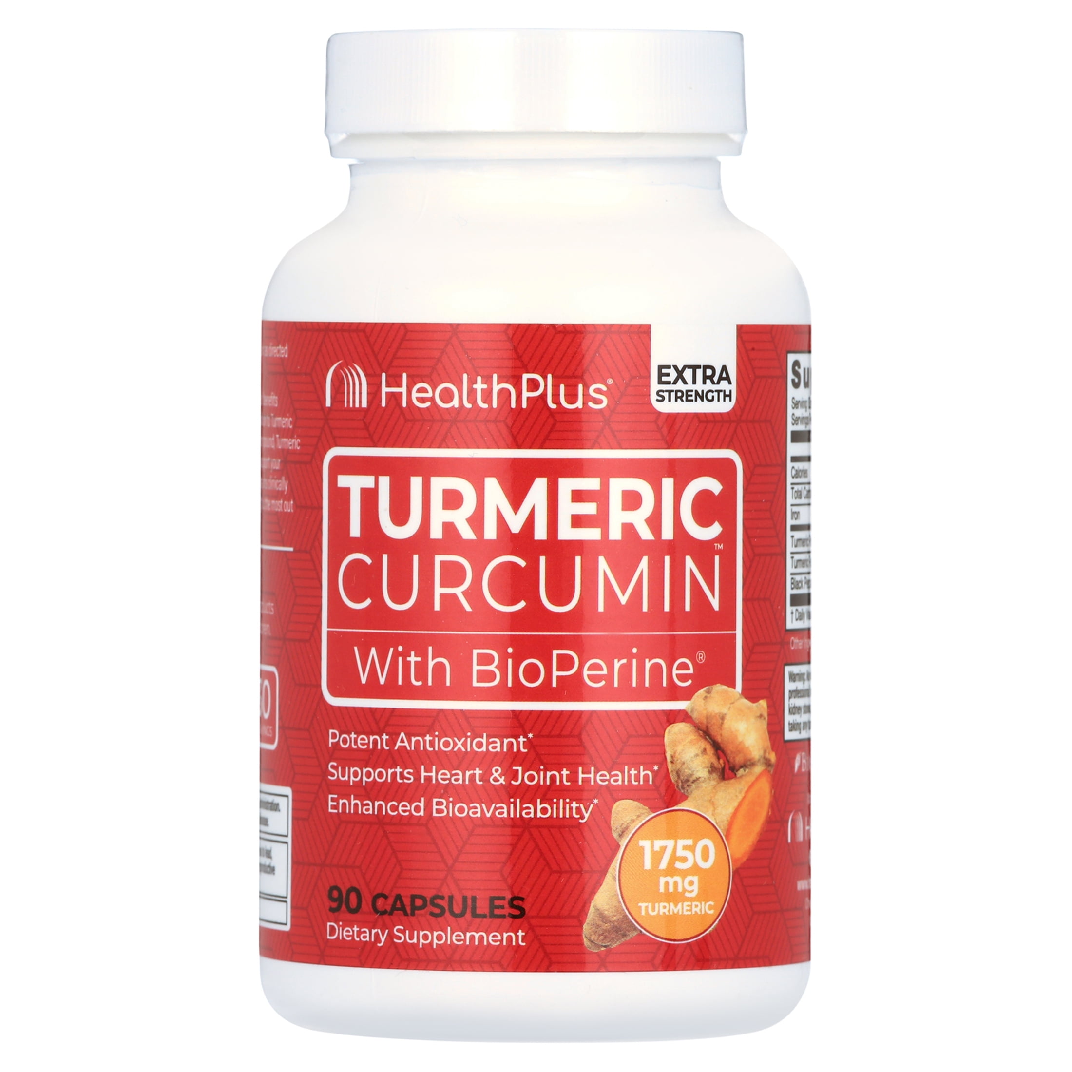 Turmeric Curcumin with BioPerine­ - 90 Capsules - Health Plus - Walmart.com