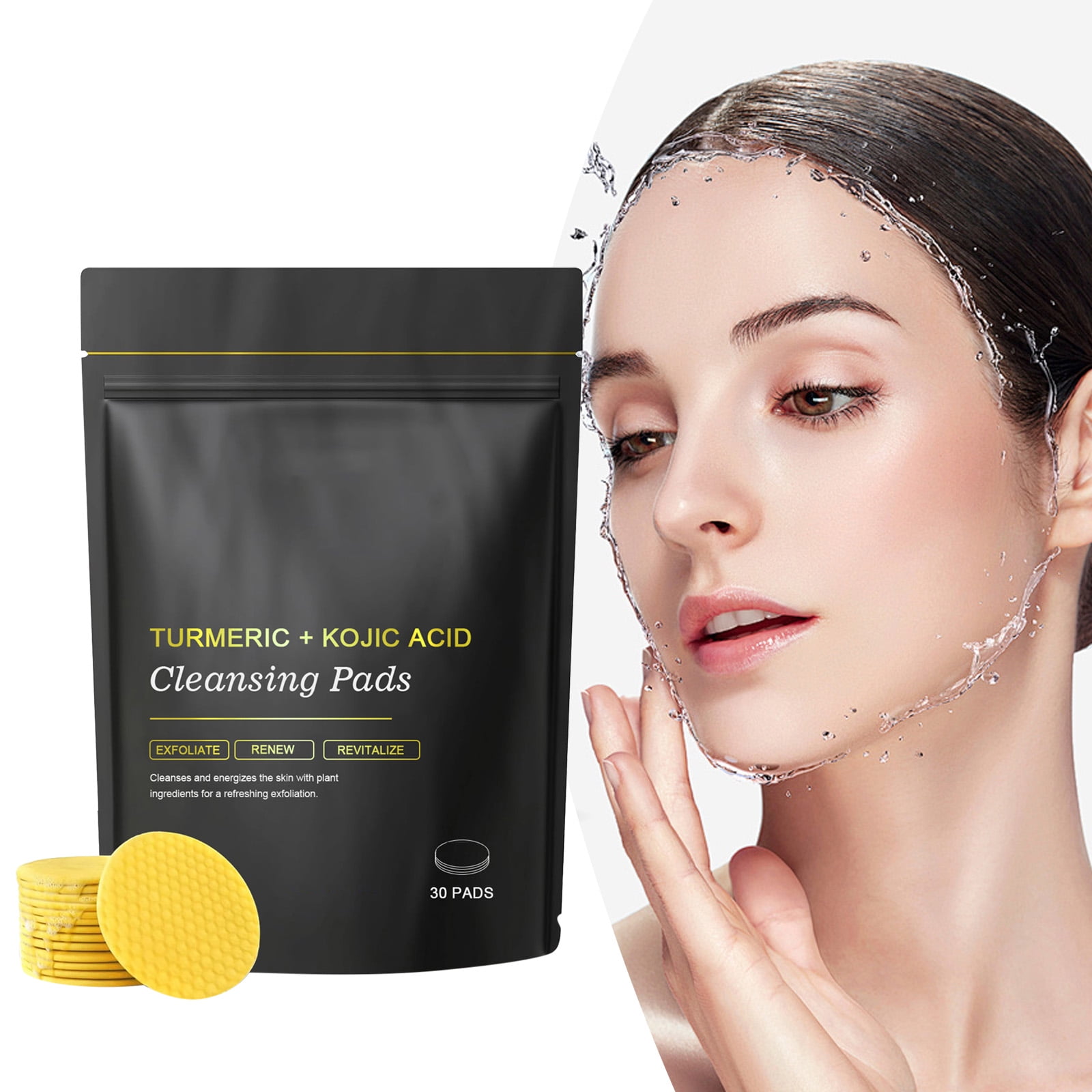 Turmeric Kojic Acid Cleansing Pads, 30Pcs Turmeric Face Scrub Pads ...