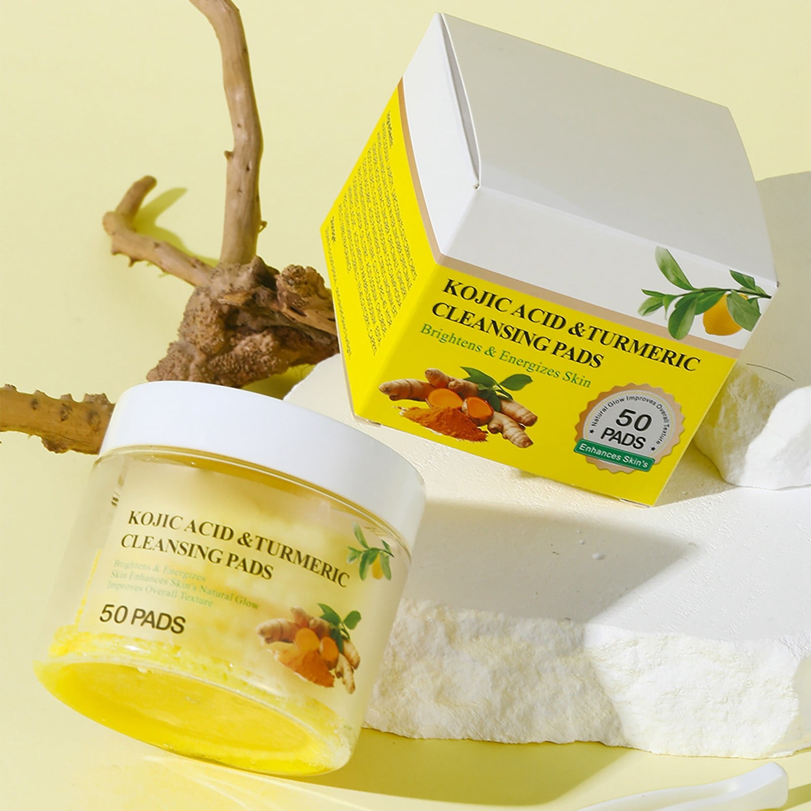 Turmeric Kojic Acid Cleansing Pads, 50 pcs Kojic Acid and Turmeric ...