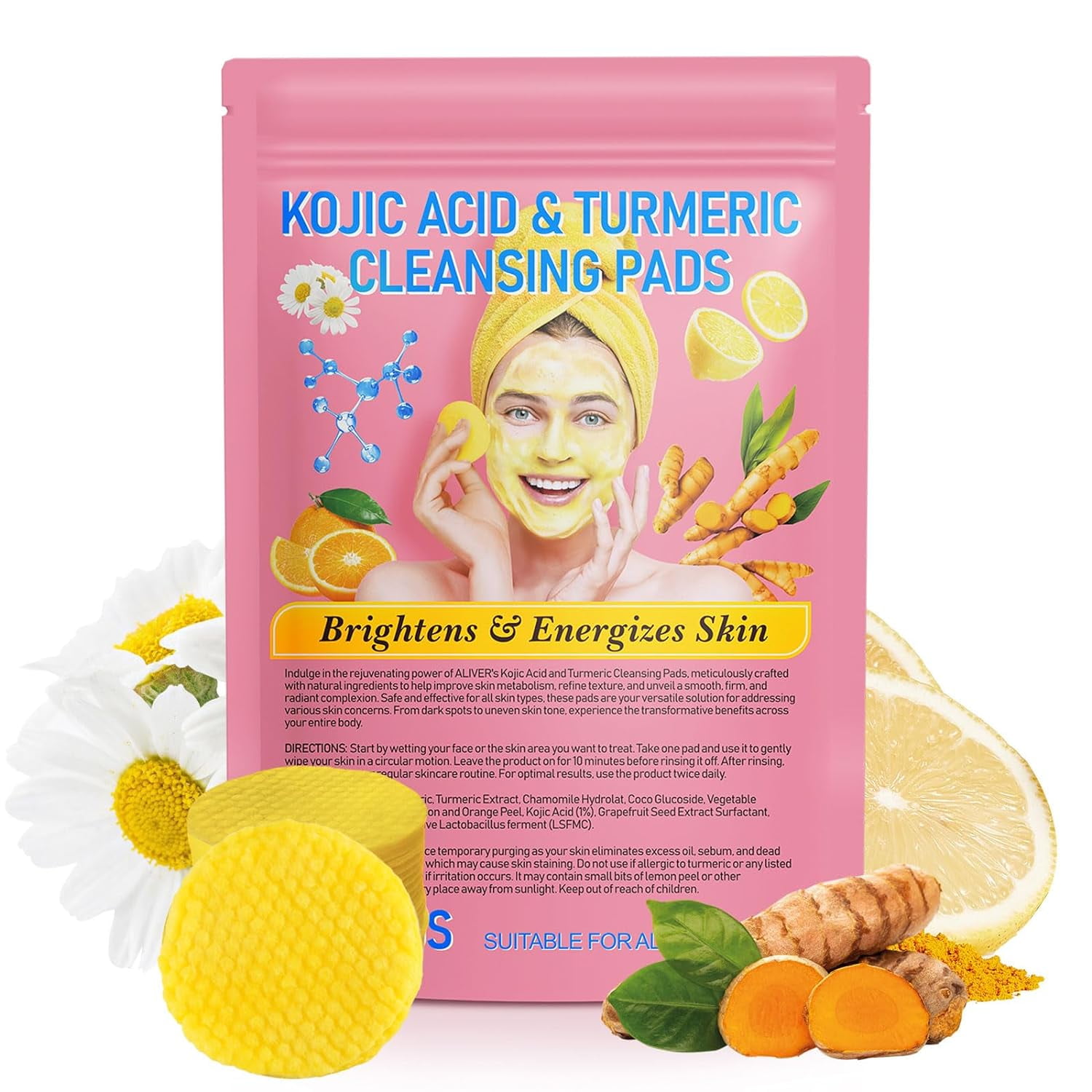 Turmeric Kojic Acid Pads, Turmeric&Kojic Cleansing Pads, 40 Count ... Turmeric Kojic Acid Pads, Turmeric&Kojic Cleansing Pads, 40 Count ...