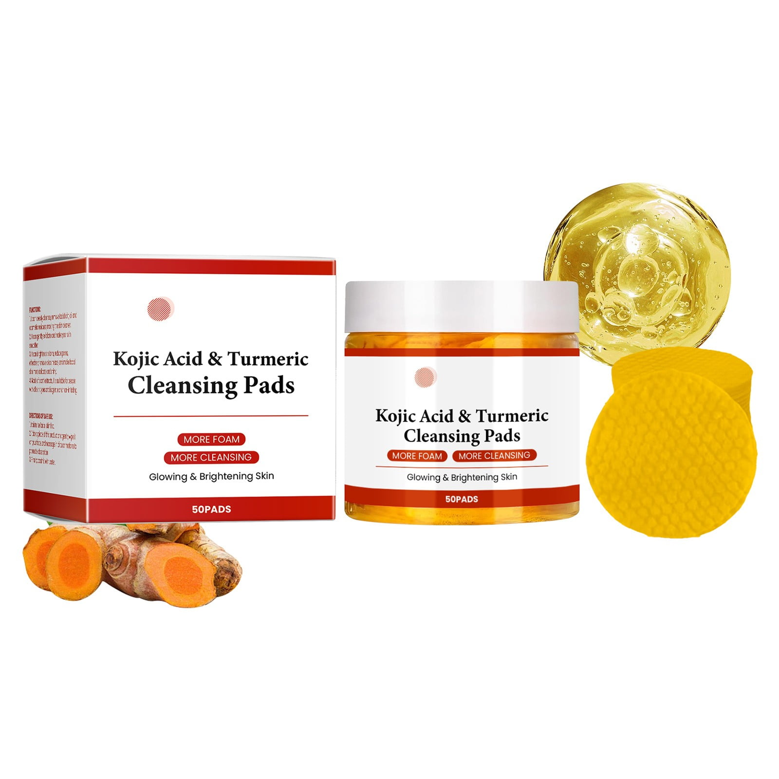 Turmeric Kojic Cleansing Pads for Face, Turmeric Exfoliating Face Scrub ...