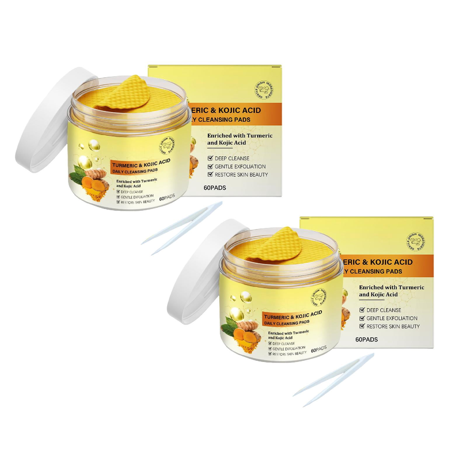 Turmeric Kojic 𝐀𝐜𝐢𝐝 Cleansing Pads, Turmeric Face Scrub Pads Enriched ...
