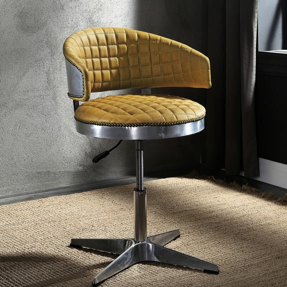 Turmeric Leather Adjustable Swivel Stool | 4 - Star Base with Casters ...