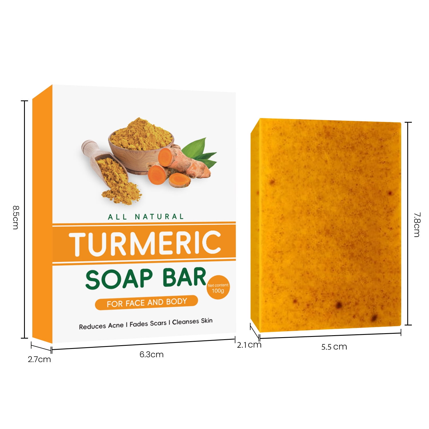 Turmeric & Lemon Exfoliating Soap Bar for Acne-Prone Skin - Gentle Face ...