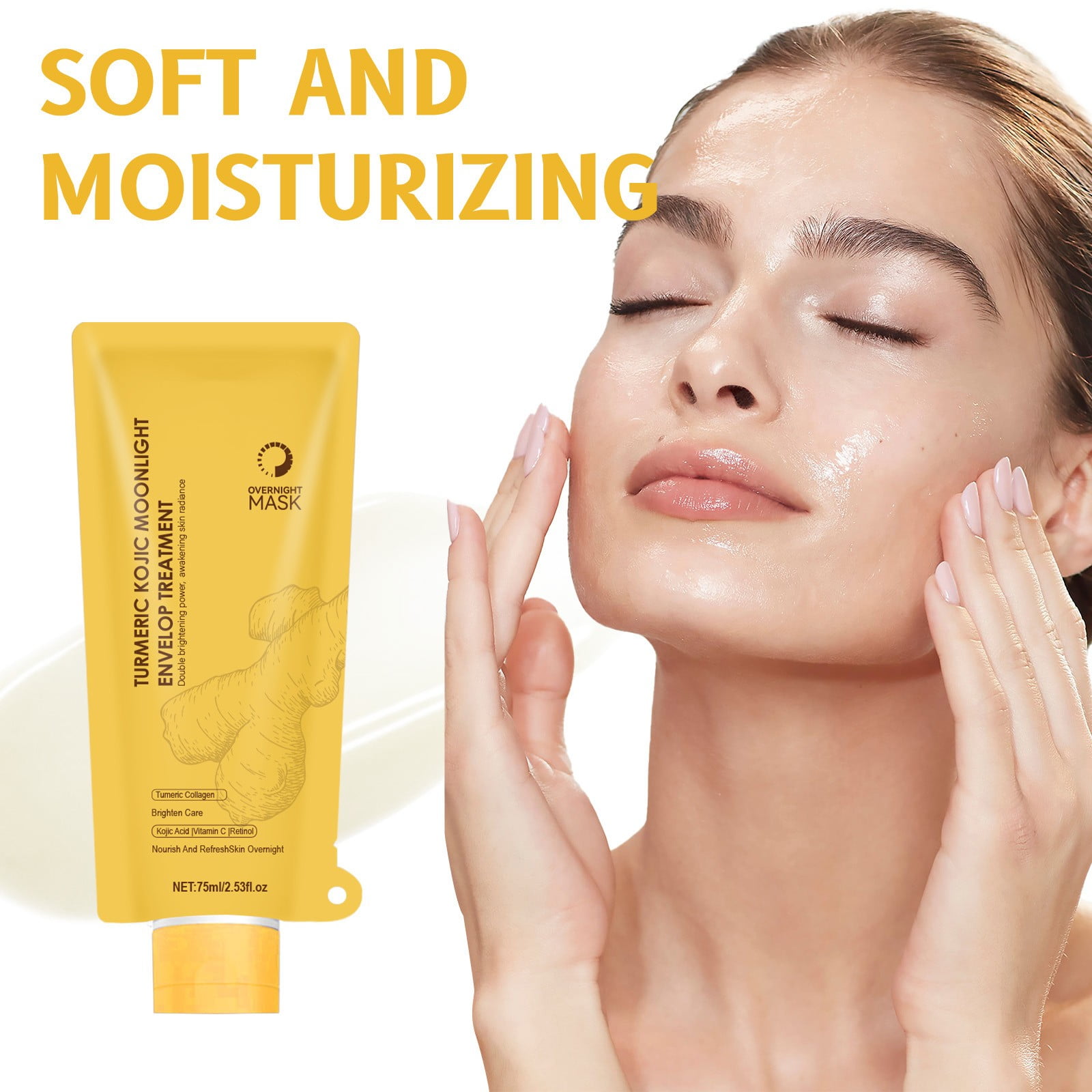 Turmeric Night Wrapping Mask, Peel-Off Face Mask Gel - Rich In Vitamin ...