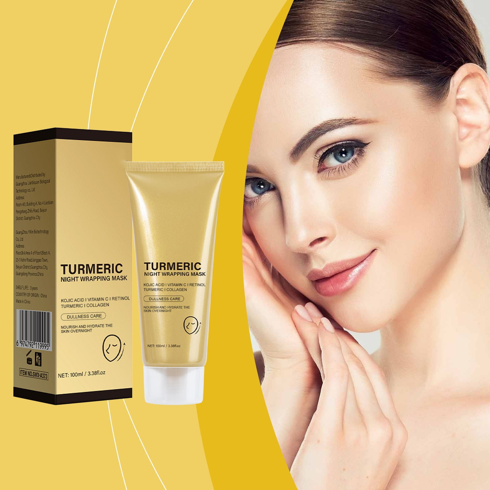 Turmeric Overnight Peel Off Mask, Hydrolyzed Nourishing Formula ...