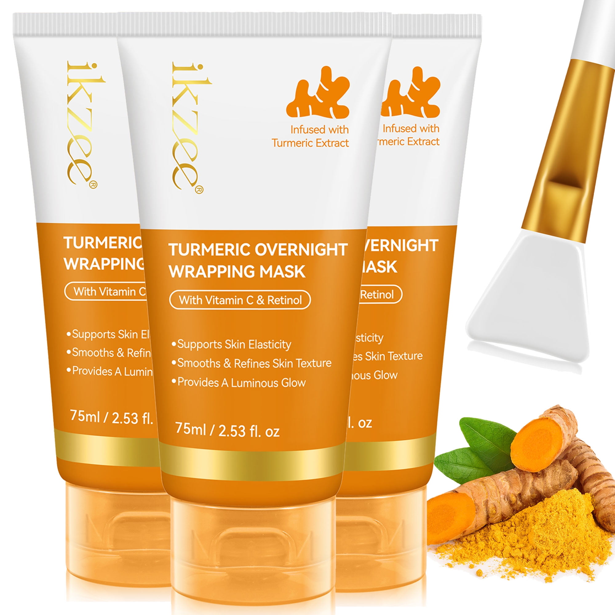Turmeric Overnight Wrapping Mask for Face, 3 Pack Collagen Sleeping ...