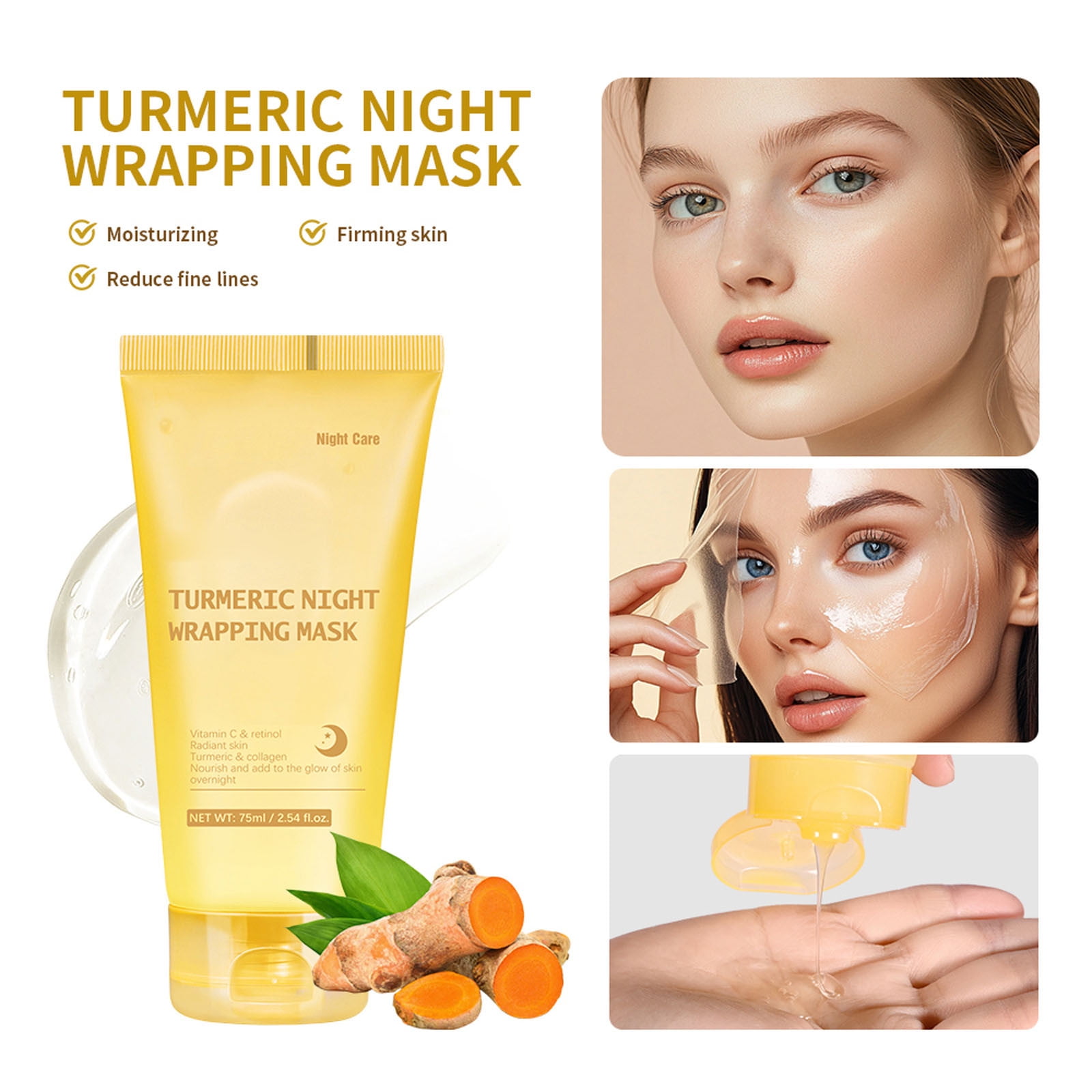 Turmeric Peel-off Mask, Deeply Moisturizes, Tightens Skin, Reduces ...