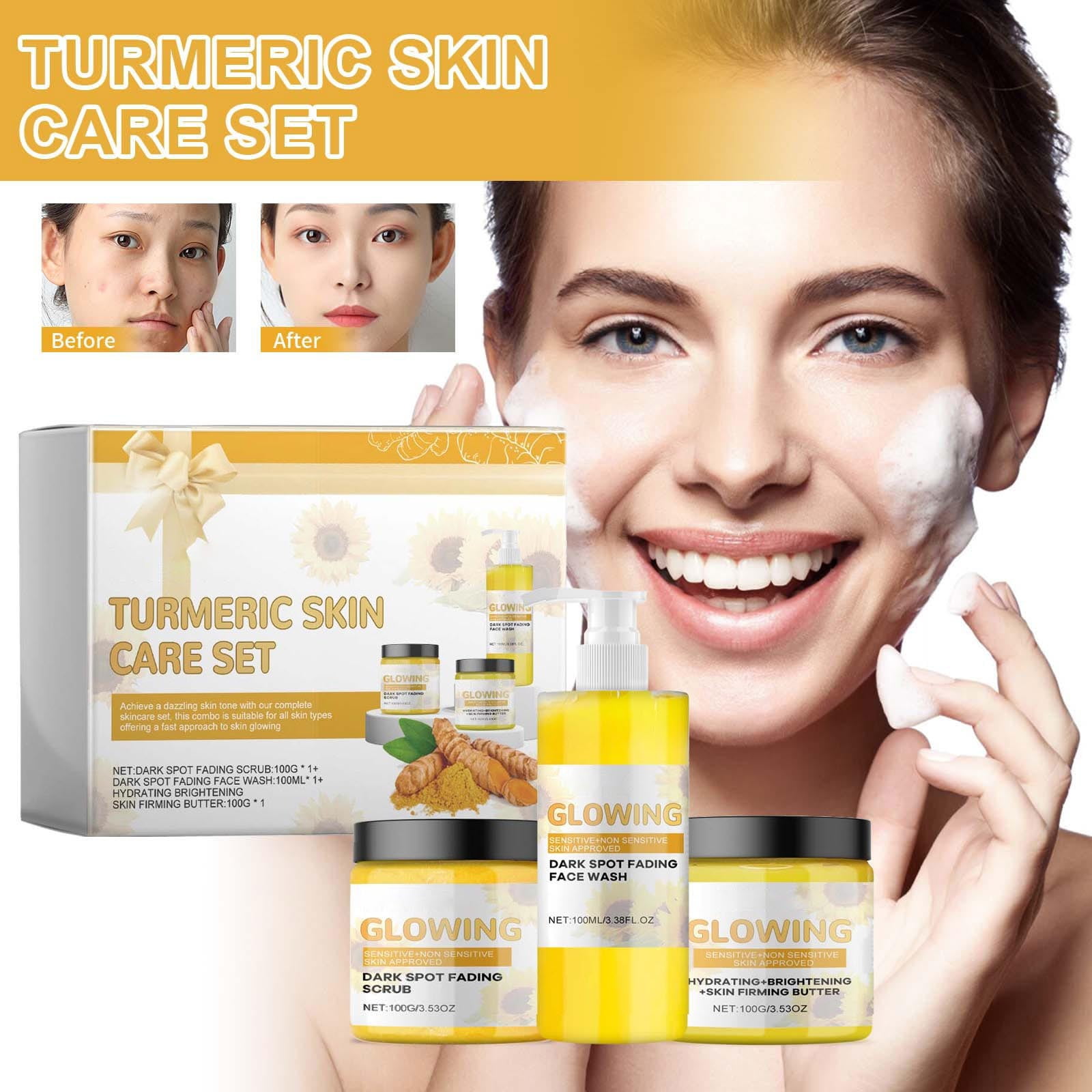 Turmeric Skincare Combo Set - Turmeric Face Wash, Hydrating Facial ...