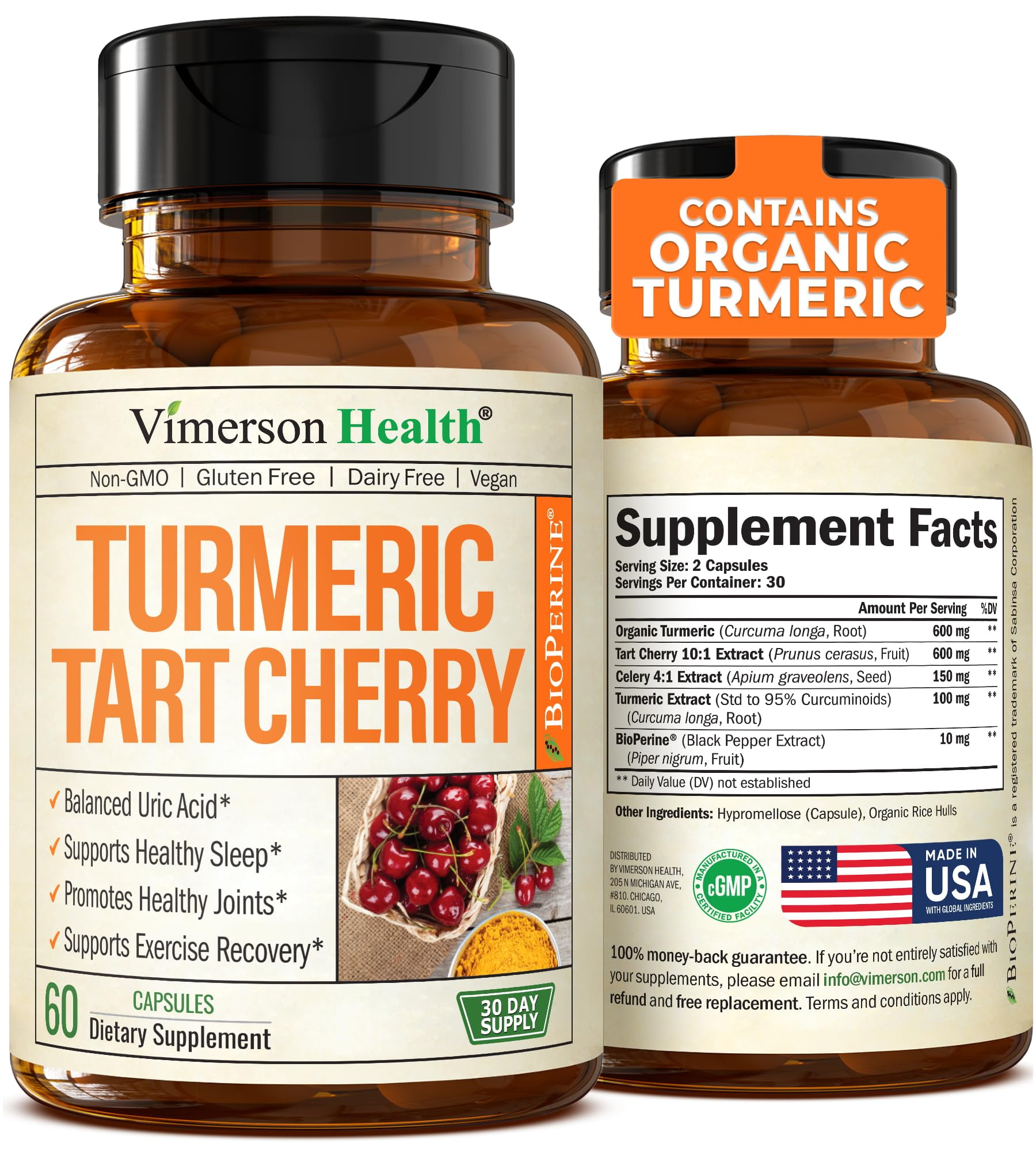 Turmeric Supplement with 10:1 Tart Cherry Extract, Turmeric Curcumin ...