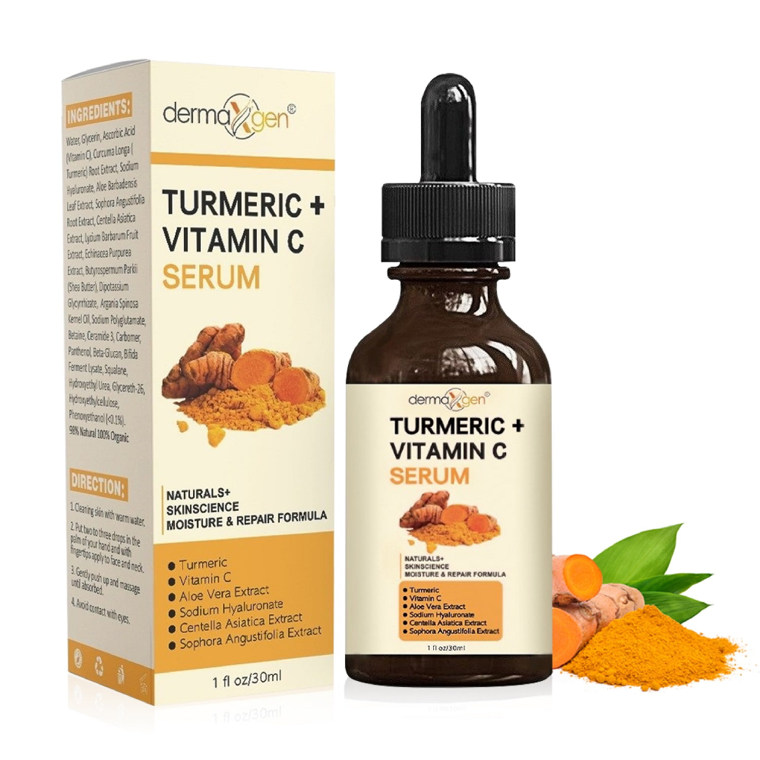 Turmeric and Vitamin C Anti-Aging facial serum, PURE ORGANIC Reduce ...