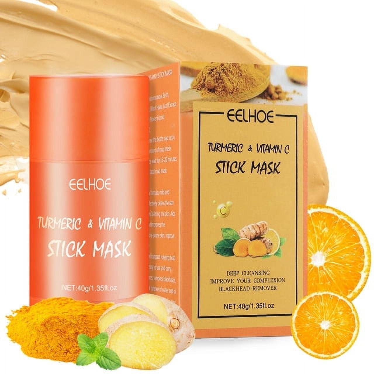 Turmeric Vitamin C Clay Face Mask Stick For Dark Spots Oil Control and ...