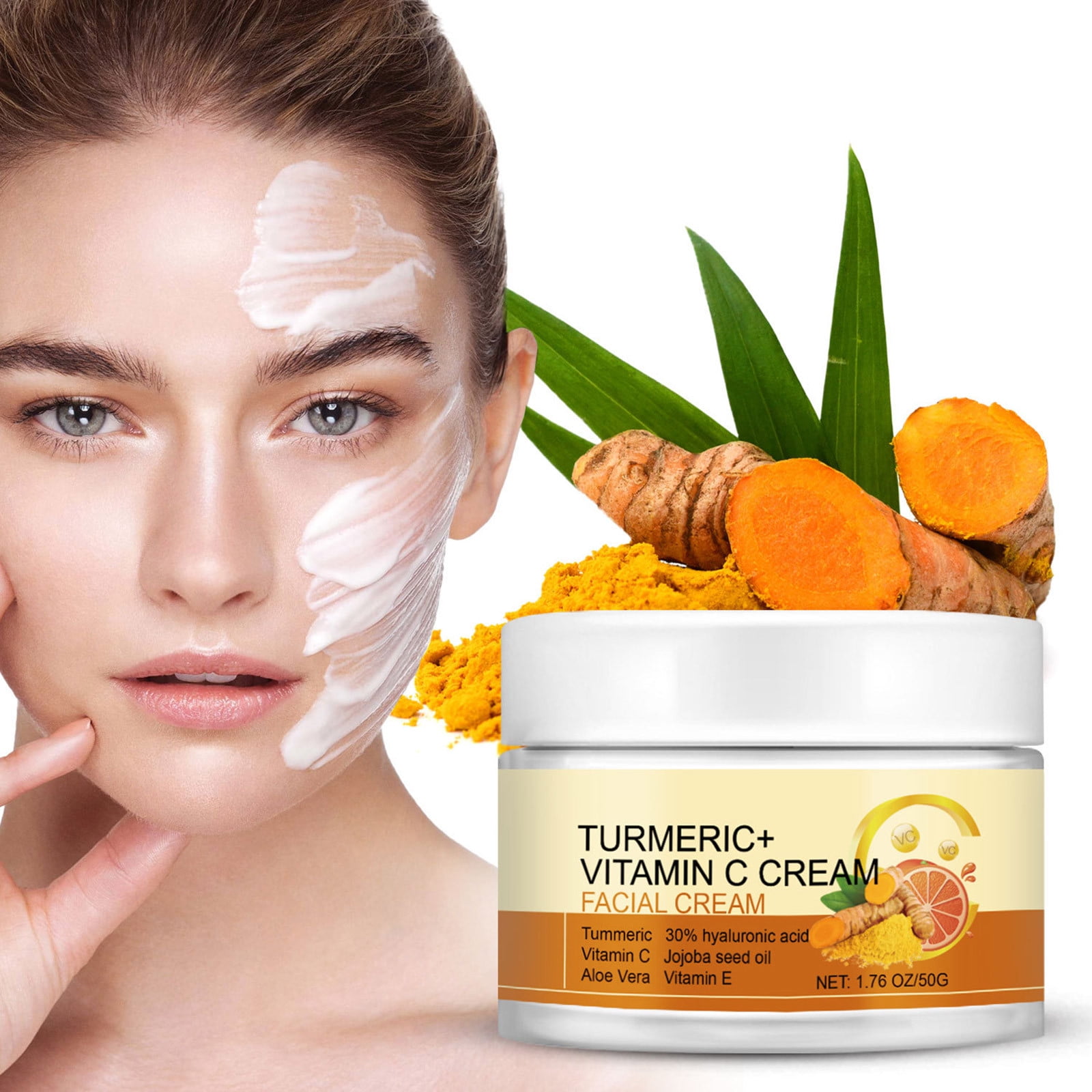 Turmeric and Vitamin C Face Cream, Brightening Anti-Aging Moisturizer, Natural Hydrating Formula ...