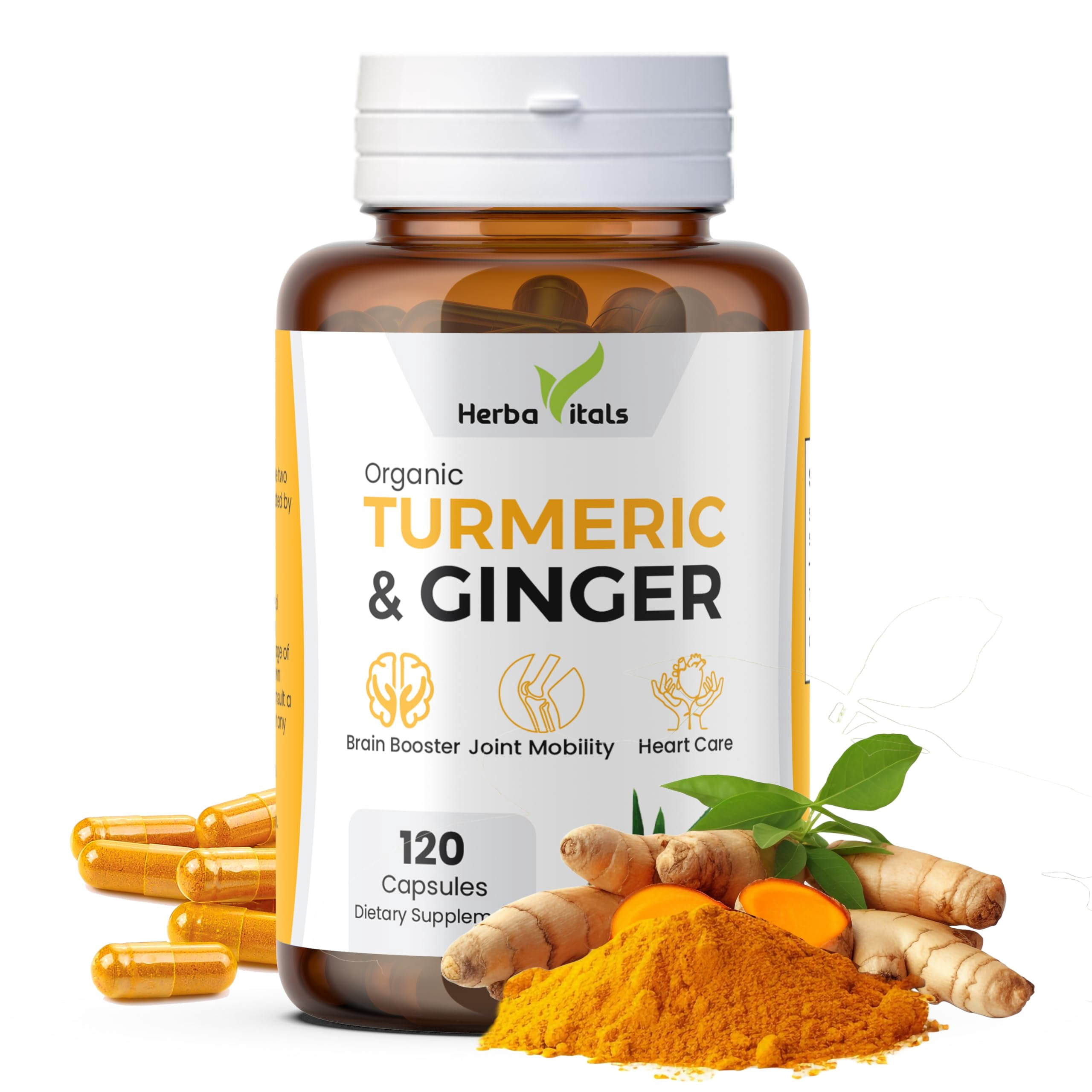 Turmeric and Ginger Capsules| Turmeric Curcumin with Ginger(120 ...