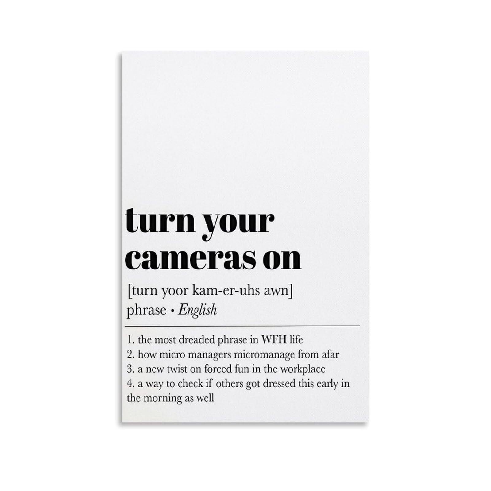 Turn Your Cameras on Definition Print Goal-Setting Wall Art Office ...