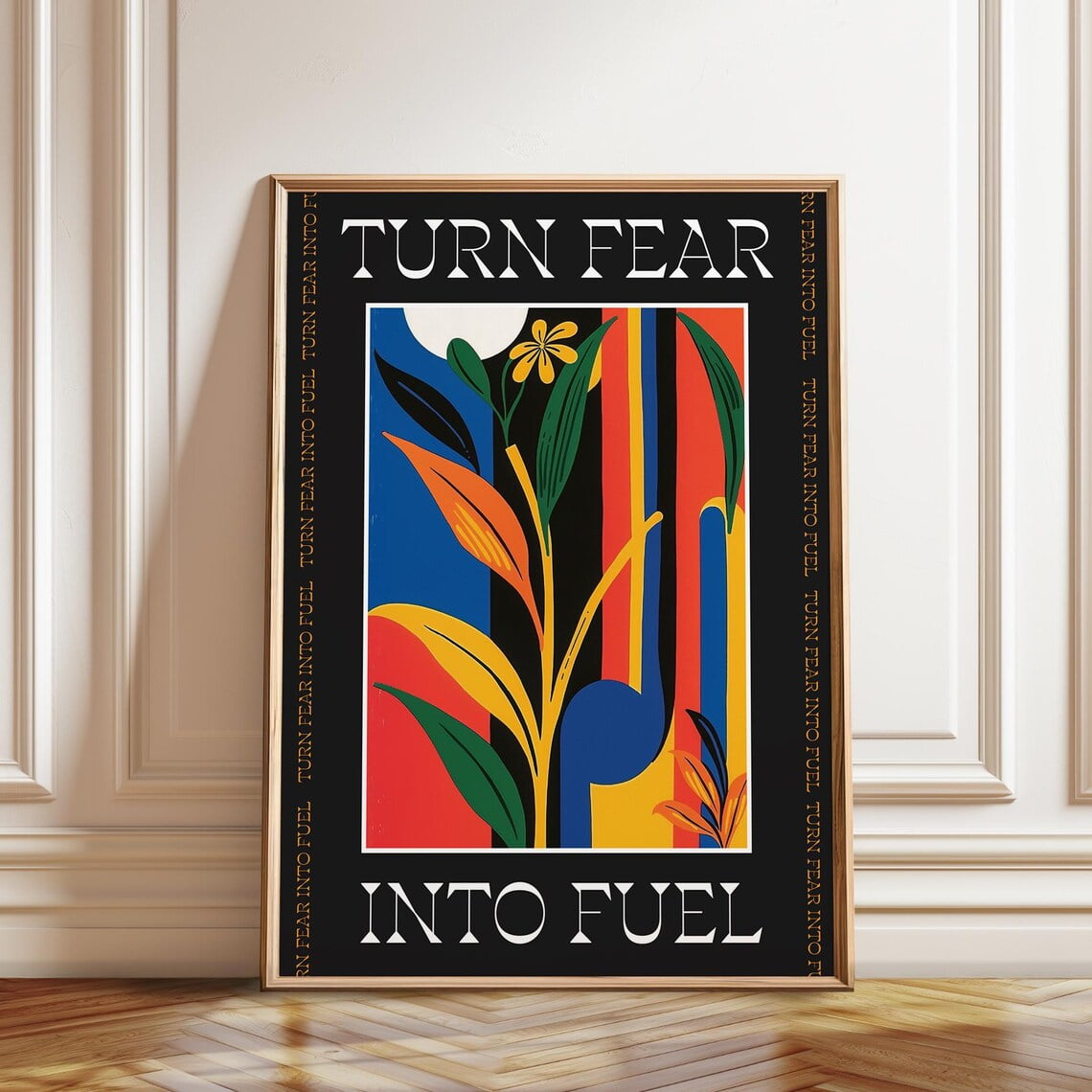 Turn Fear Into Fuel Motivational Art Printbold Abstract Inspirational ...