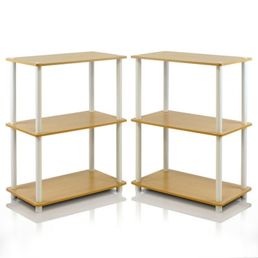 Furinno Turn-N-Tube 3-Tier Side Display Rack, French Oak Grey/Black ...