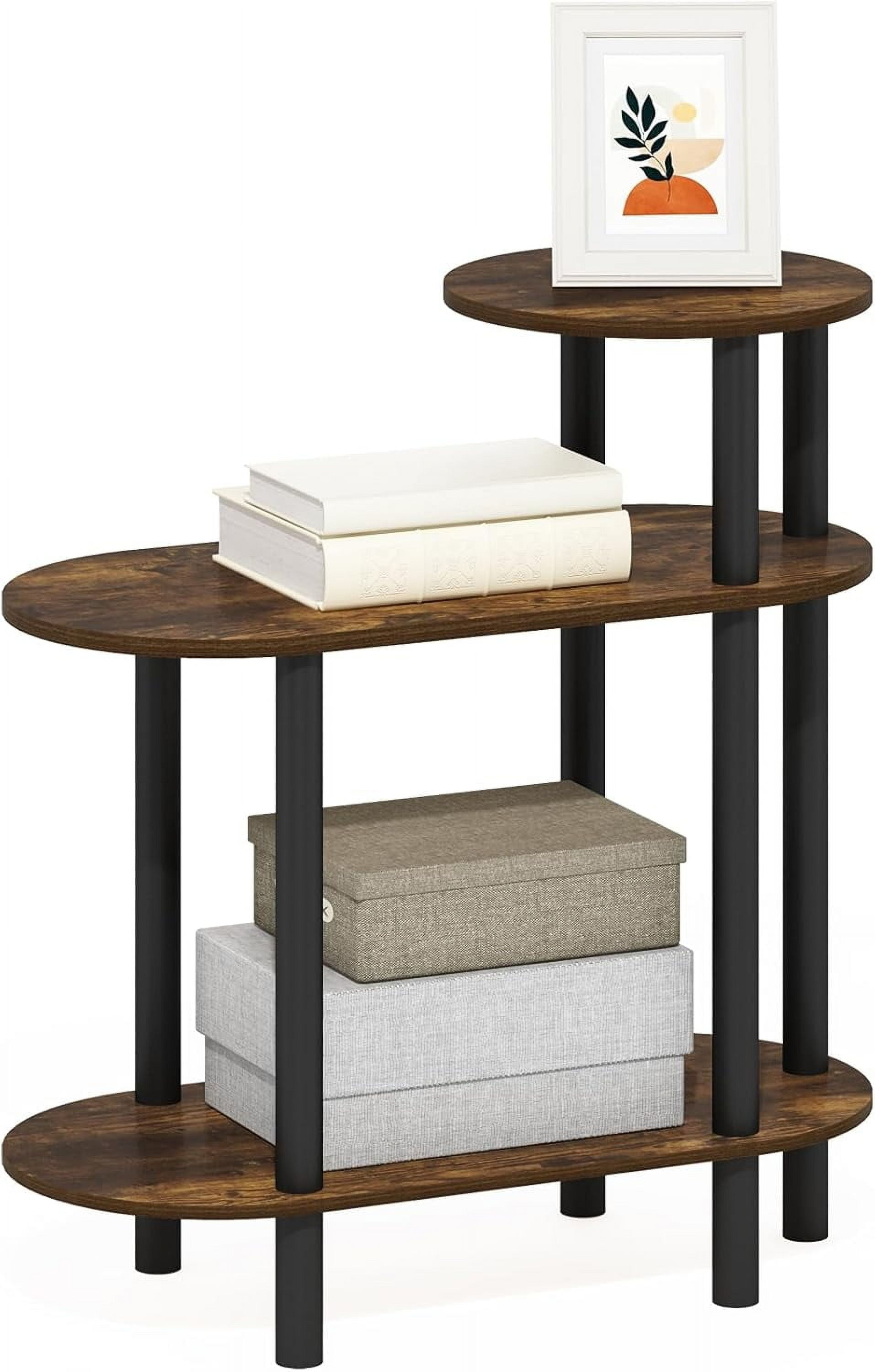 Turn-N-Tube 3-Tier Oval Sofa Side Table, End Table with Open Shelves ...