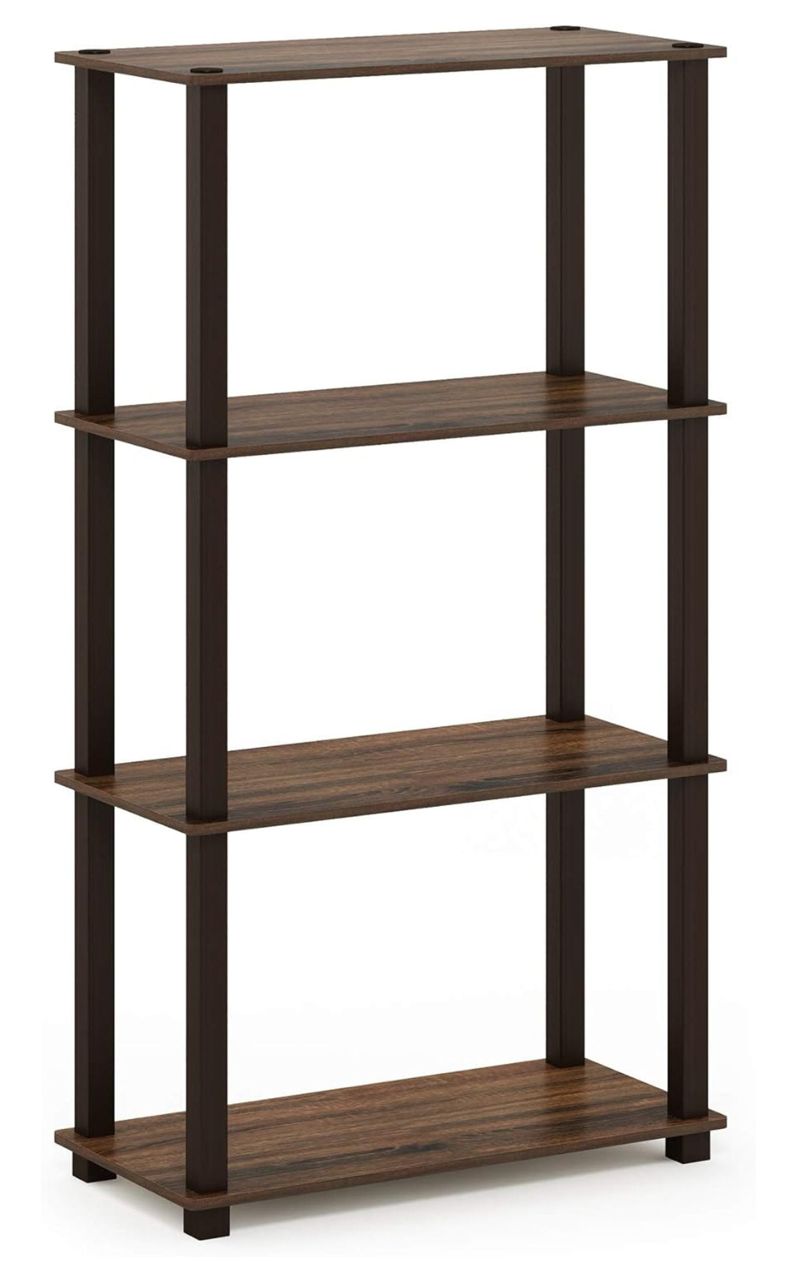 Turn-N-Tube 4-Tier Multipurpose Shelf Display Rack, Square Tube, Walnut ...