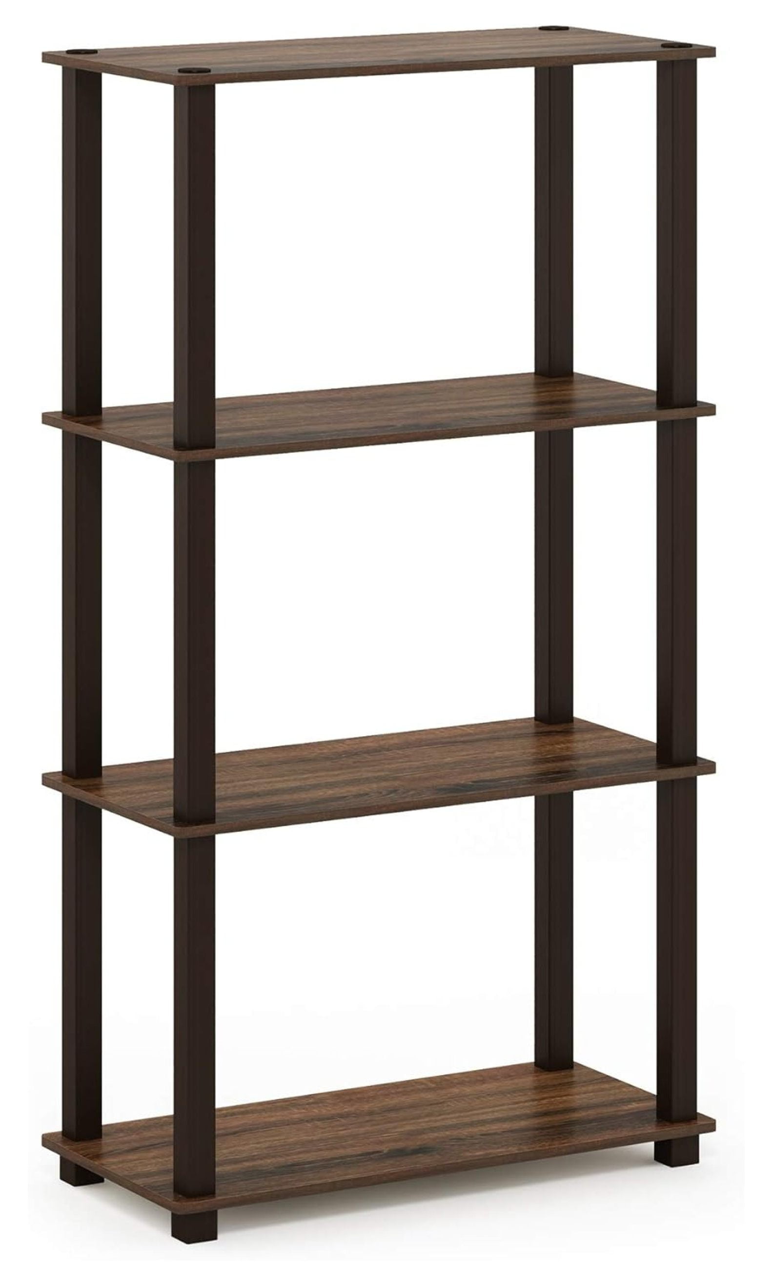 Turn-N-Tube 4-Tier Multipurpose Shelf Display Rack, Square Tube, Walnut ...