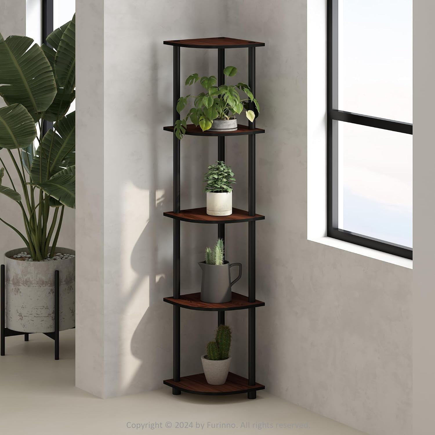 Turn-N-Tube 5 Tier Freestanding Corner Display Rack Shelving Unit, Dark ...