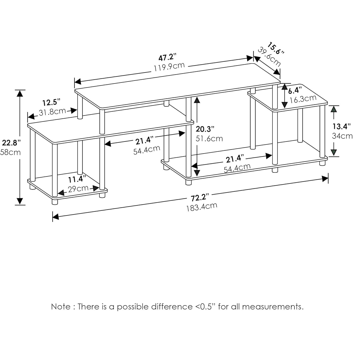 Turn-N-Tube Handel Stand for TV up to 55 Inch, French Oak - Walmart.com