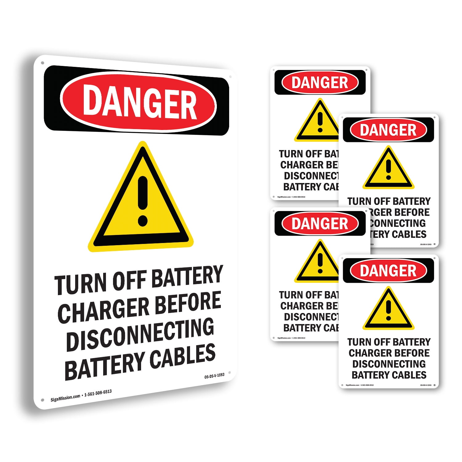 Turn Off Battery Charger OSHA Danger Aluminum Sign 24 Inch x 18 Inch ...