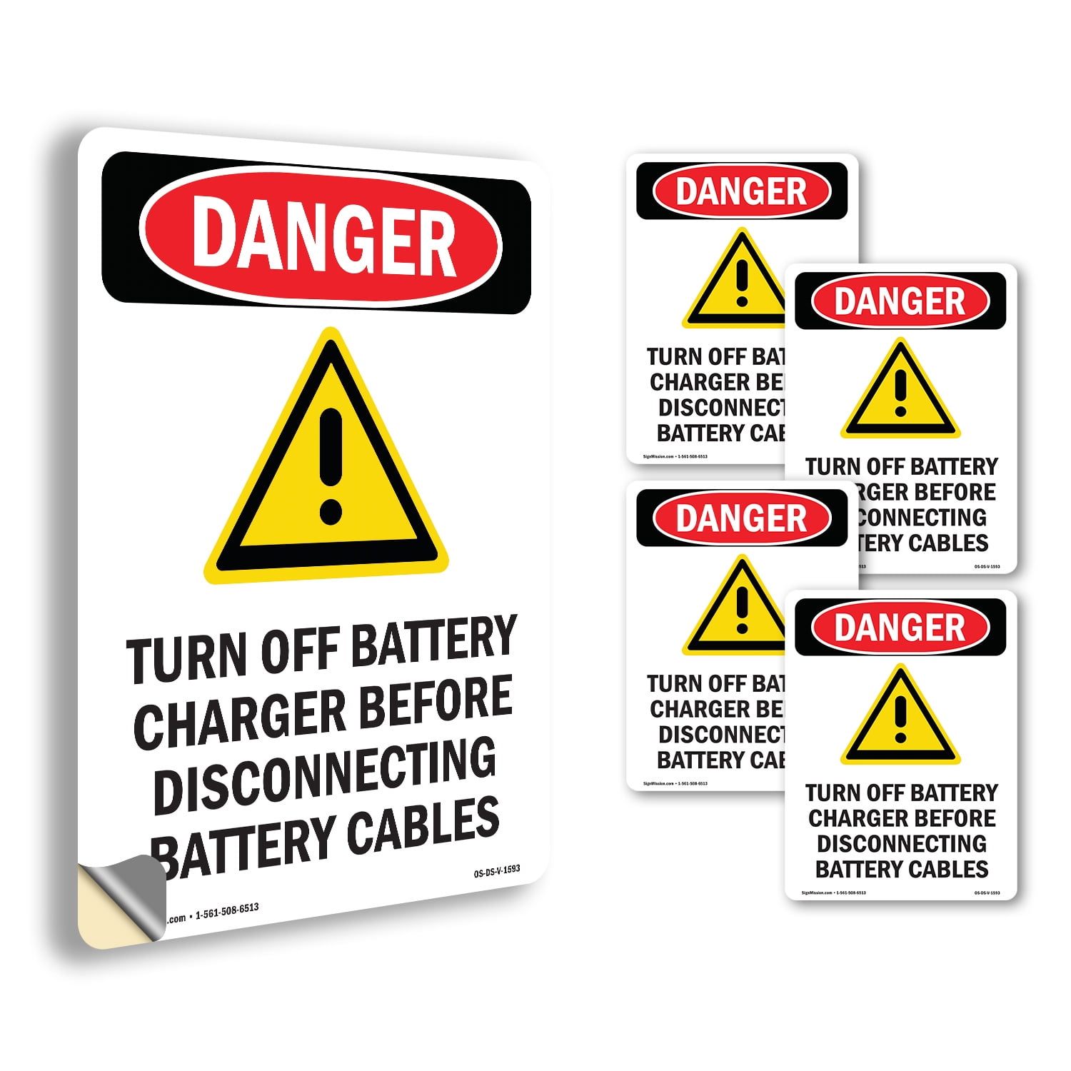 Turn Off Battery Charger OSHA Danger Vinyl Decal Label 24 Inch x 18 ...