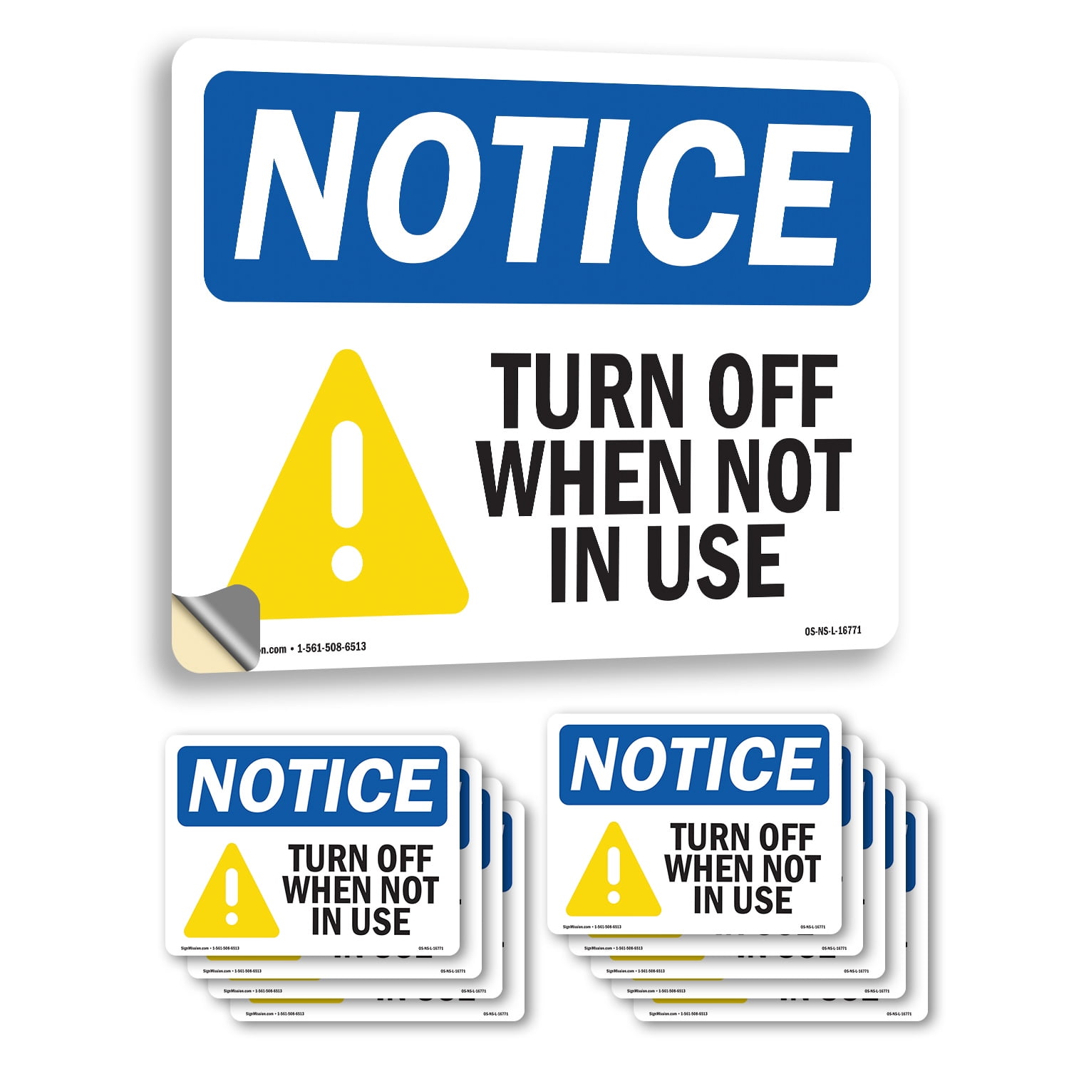 Turn Off When Not In Use OSHA Notice Vinyl Decal Label 18 Inch x 12 ...