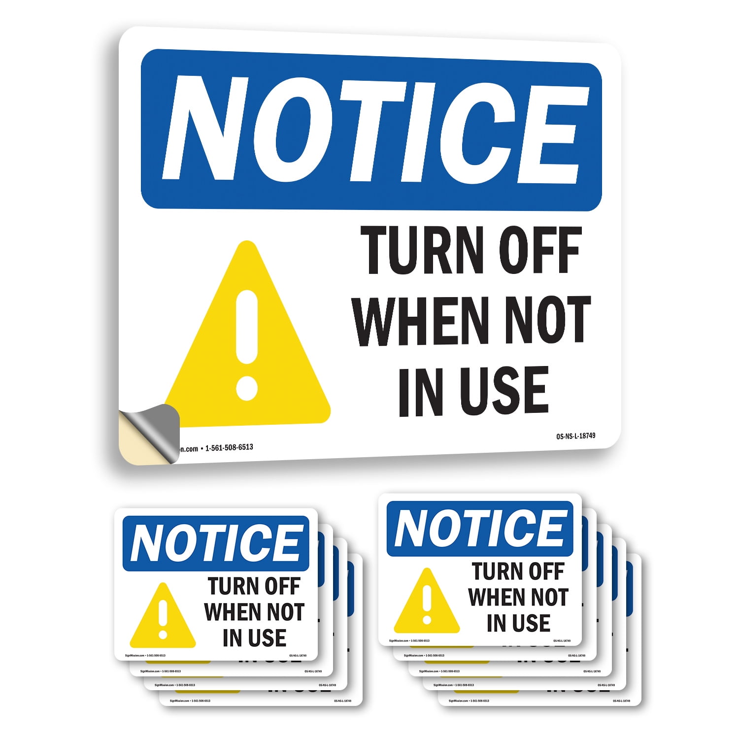 Turn Off When Not In Use With Symbol OSHA Notice Vinyl Decal Label 24 ...