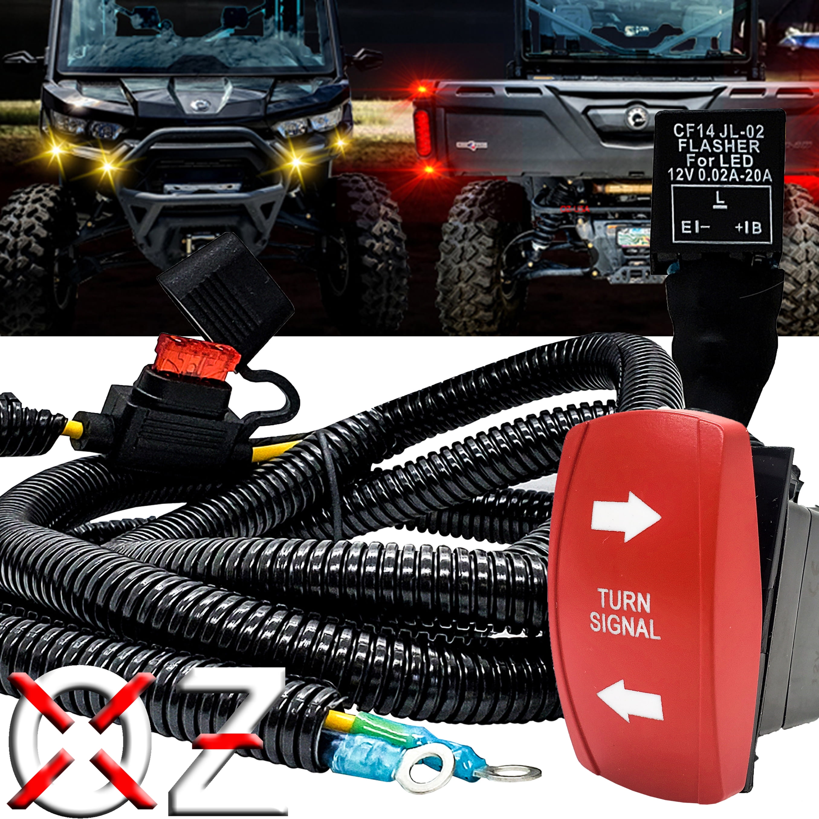 Turn Signal On/Off/On Red Rocker Switch with Power Distribution Block ...
