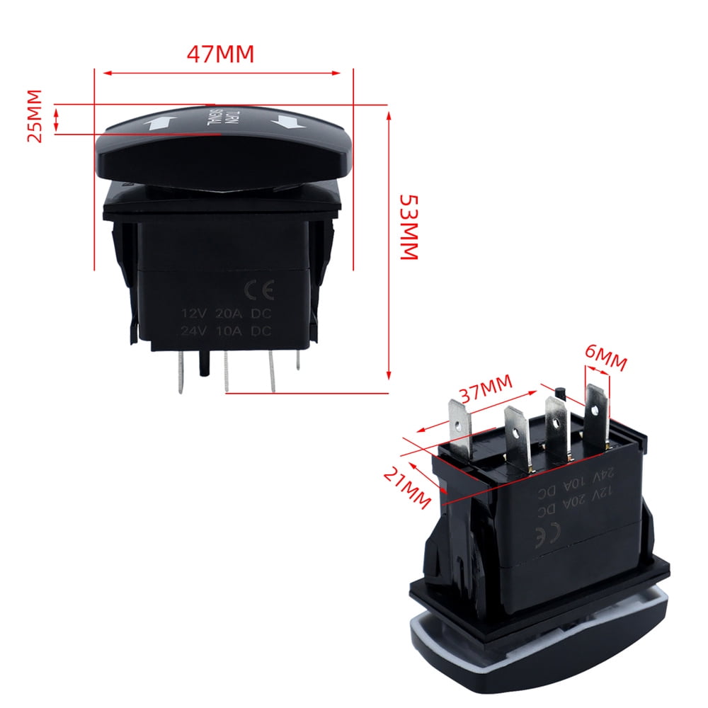Turn Signal Rocker Switch w/ Flasher Fit for ATV UTV RV Vehicle Off ...