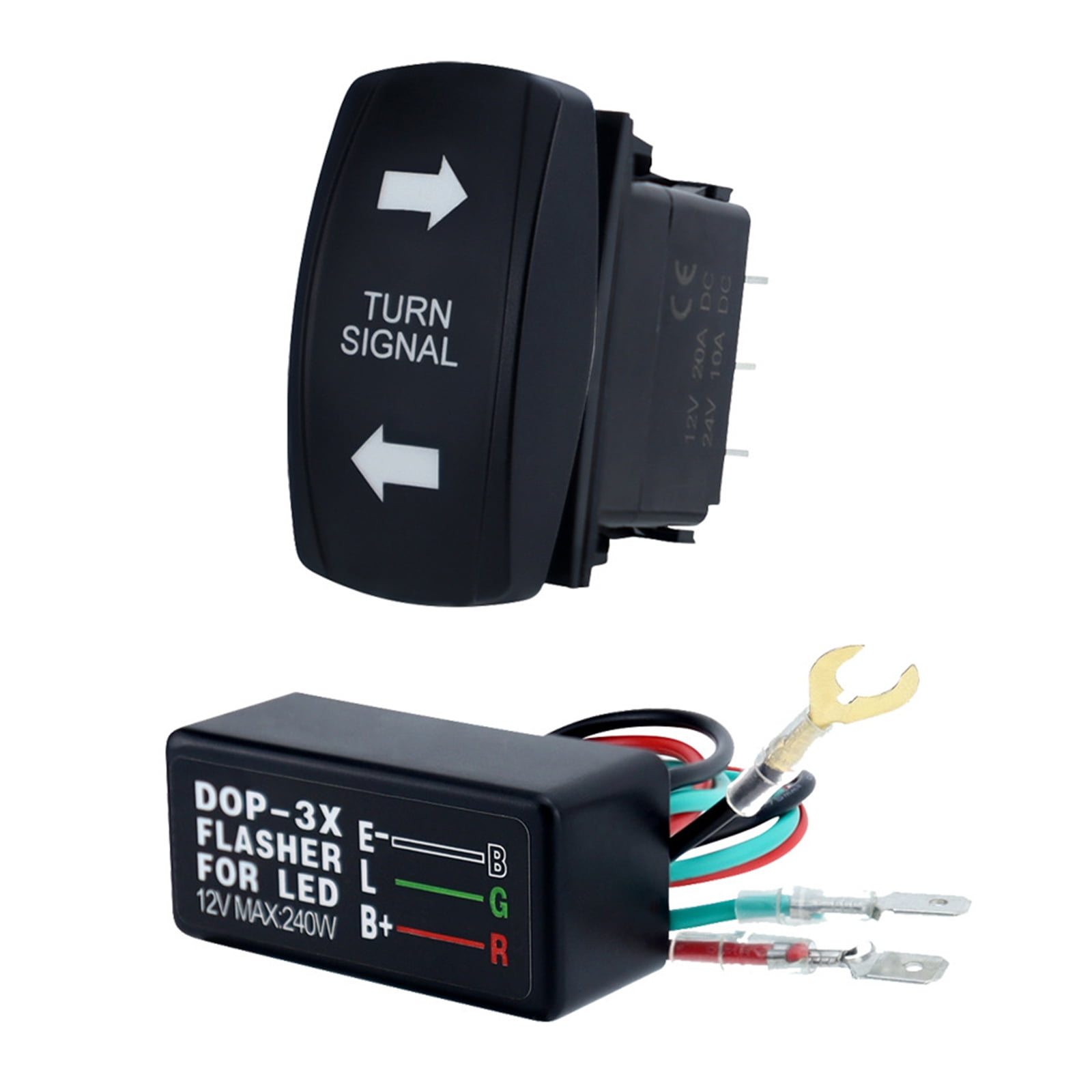 Turn Signal with Flasher Relays Kit ON Off ON Rocker Switches for ATV ...