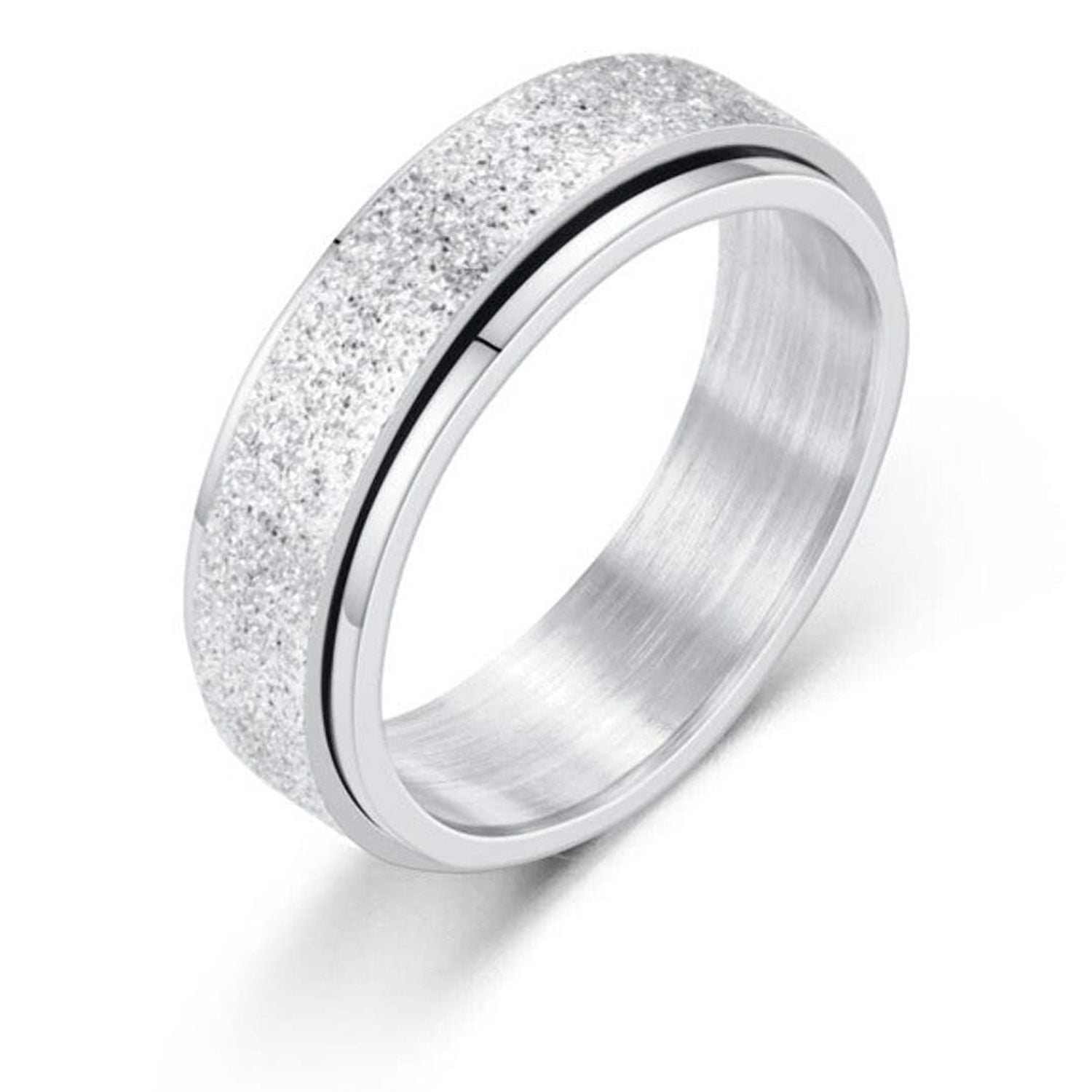 Turnable Anxiety Rings Rainbow Silver Color Relieve Stress Rings For ...